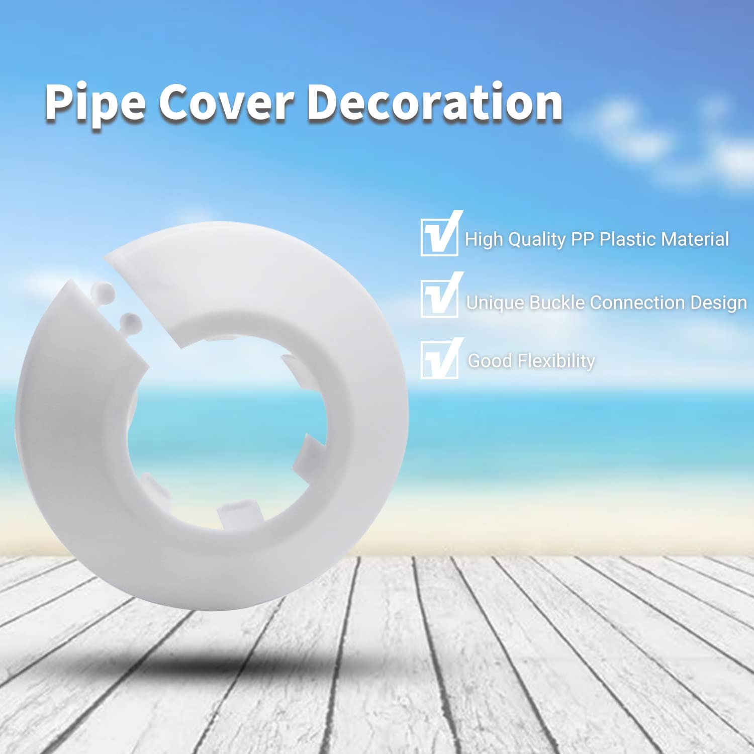 GZHJMY 2.37" OD Flange Water Cover, White PP Plastic 63mm Escutcheon ...