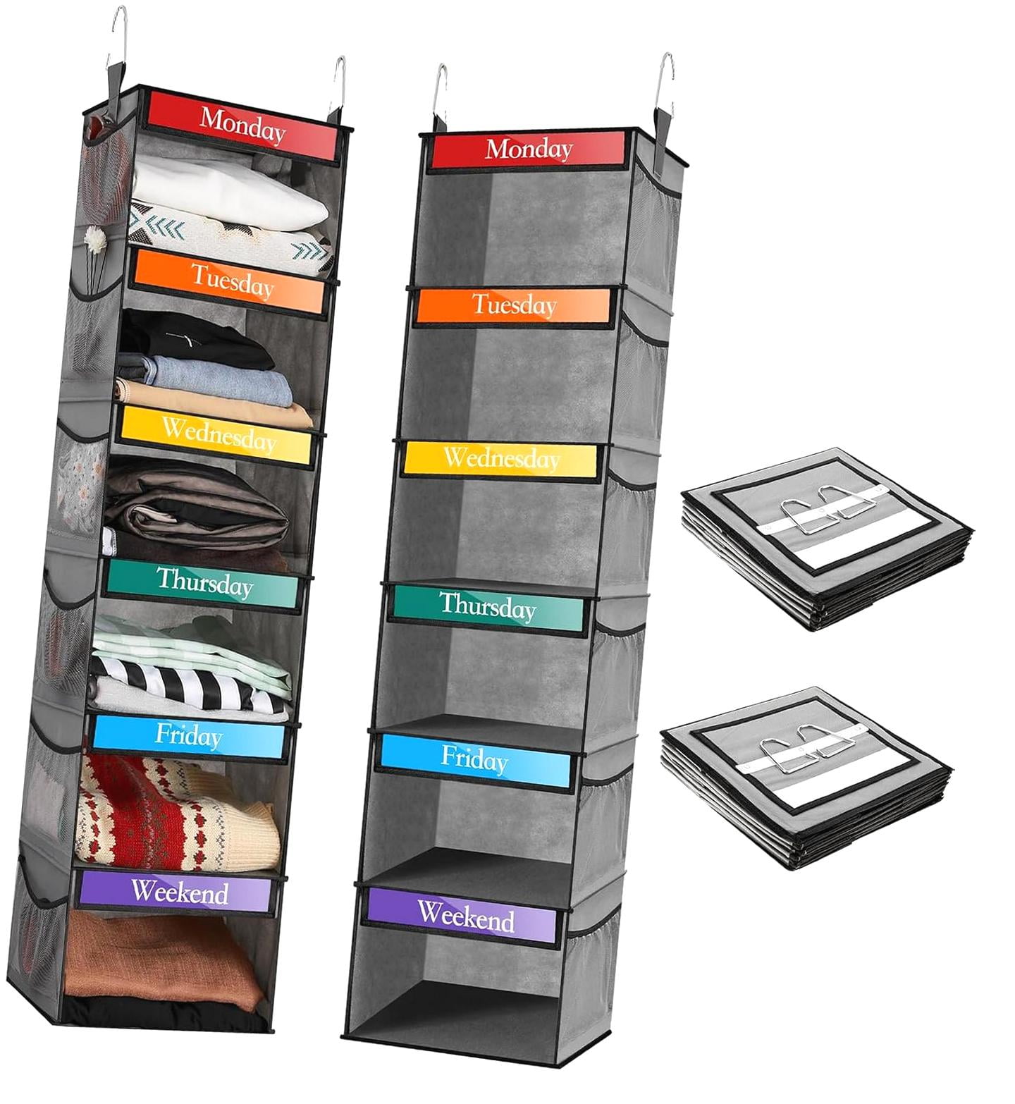 GZHJMY 2 Pack 6 Weekly Clothes Organizer with Side Pocket, 47 Inch Days ...