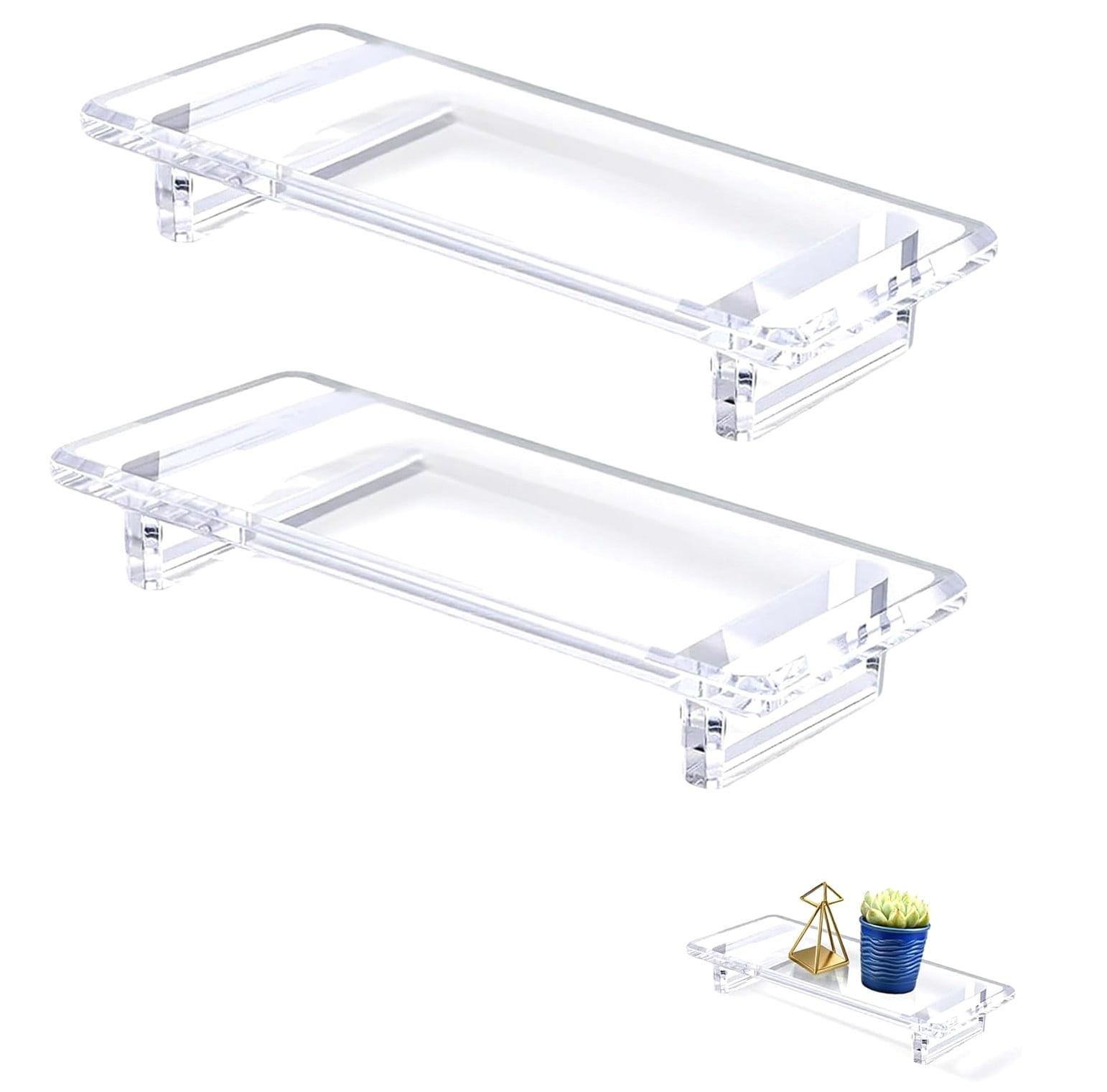 GZHJMY 2 Pack Bathroom Tray Countertop Acrylic Vanity Trays Perfume ...