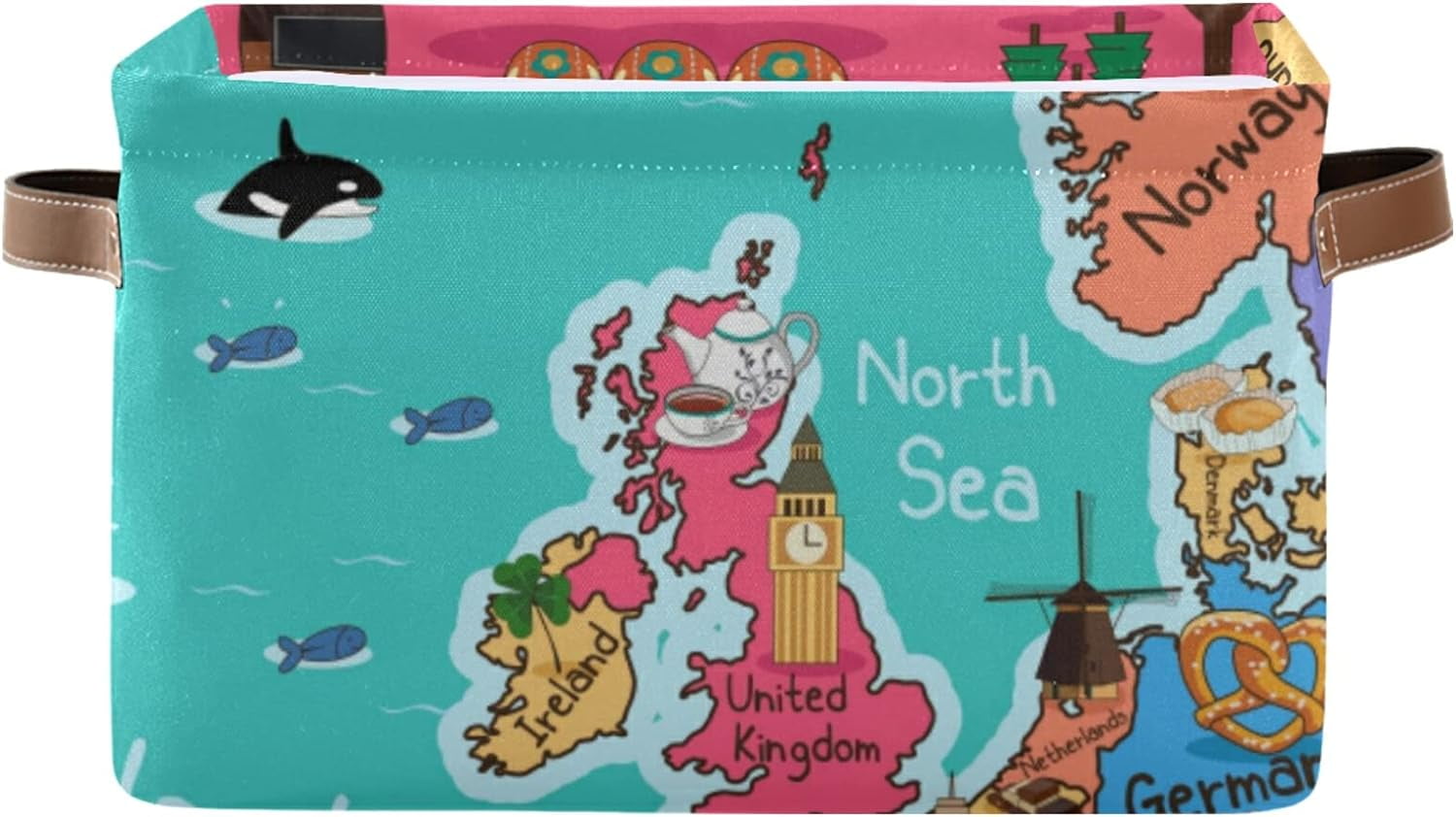 GZHJMY 2 Pack Collapsible Organizer Storage Bins with Cartoon Map Of ...