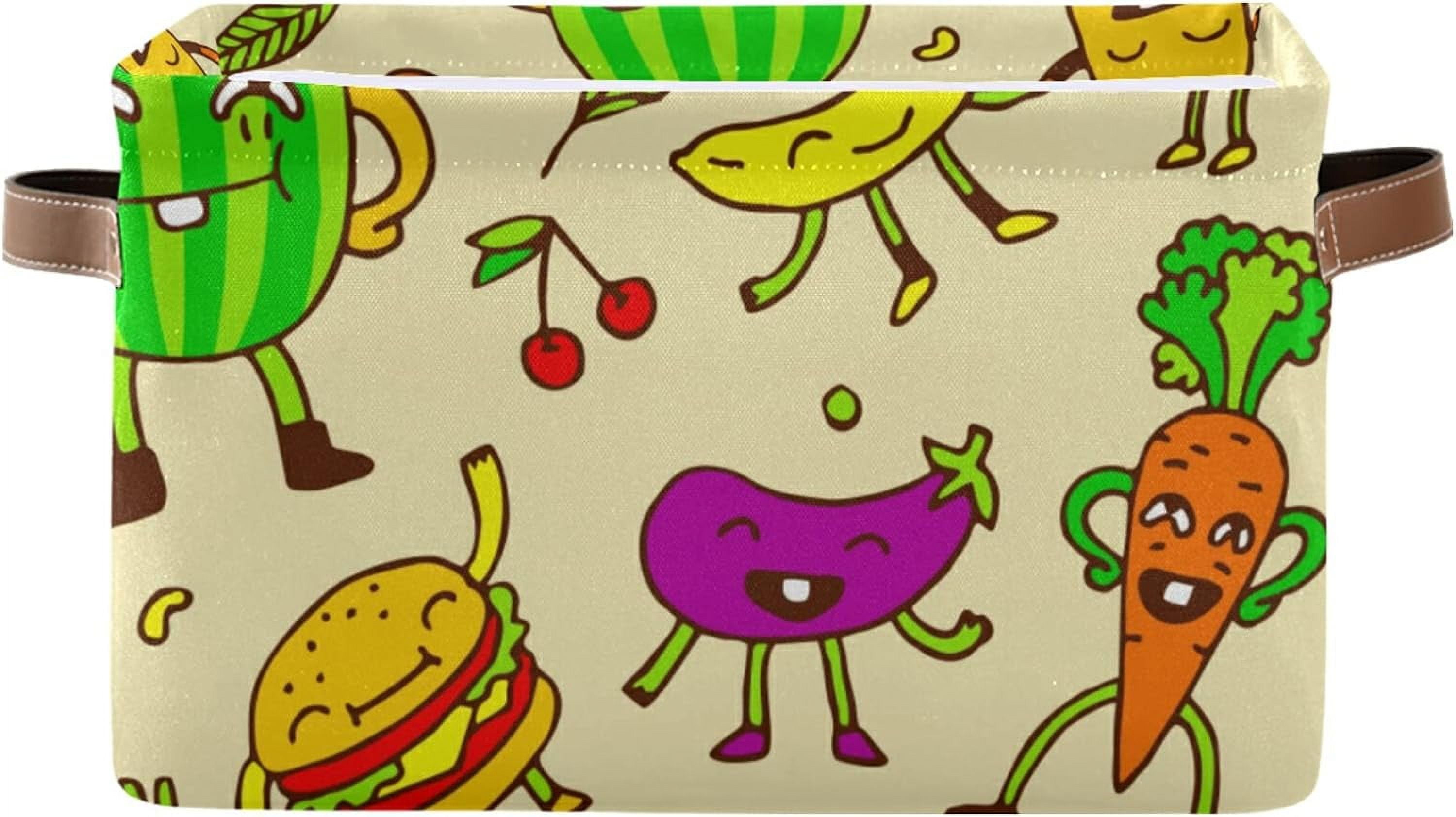 GZHJMY 2 Pack Collapsible Organizer Storage Bins with Doodle Funny Food ...