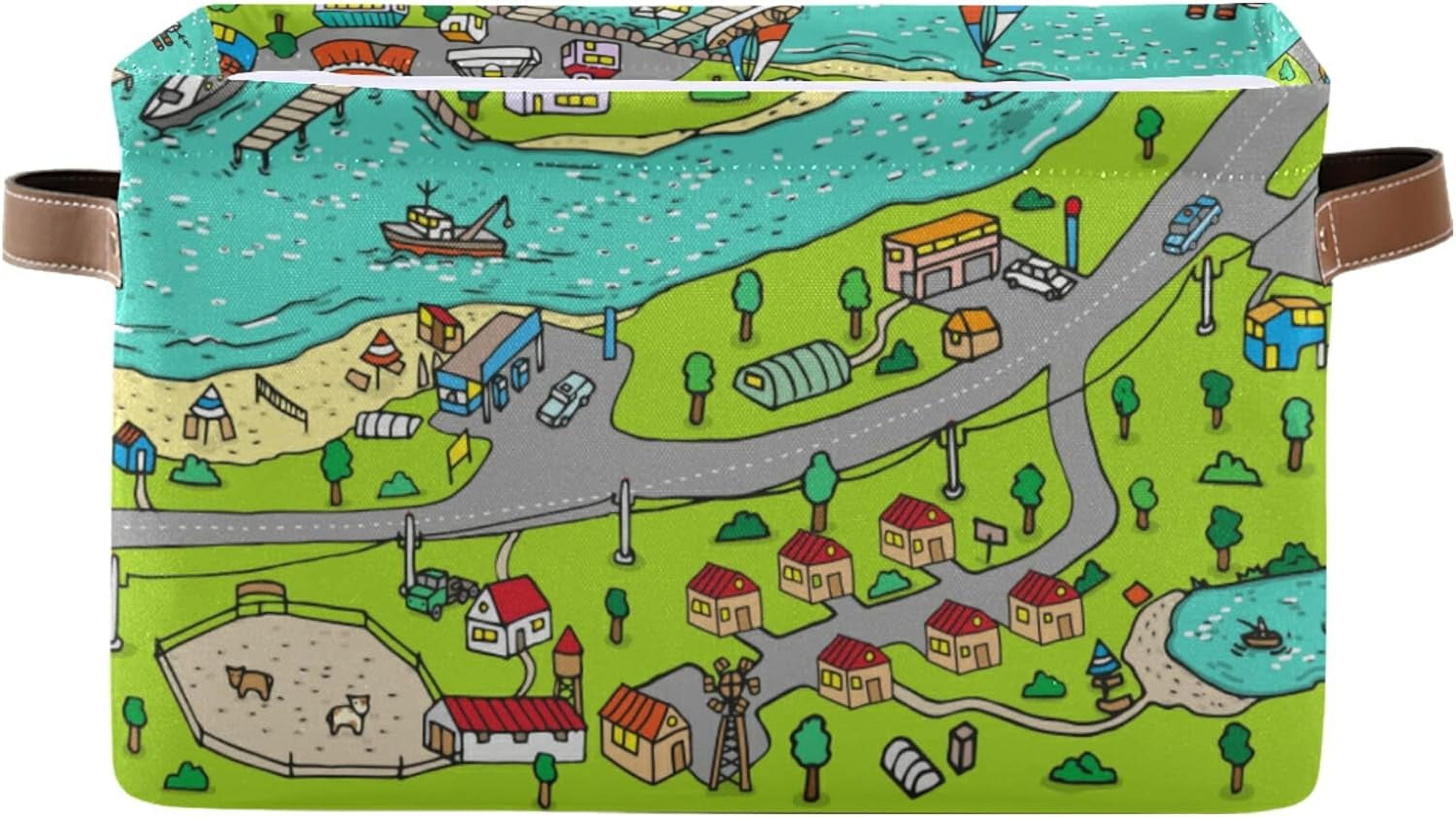 GZHJMY 2 Pack Collapsible Organizer Storage Bins with Graffiti Town Map ...