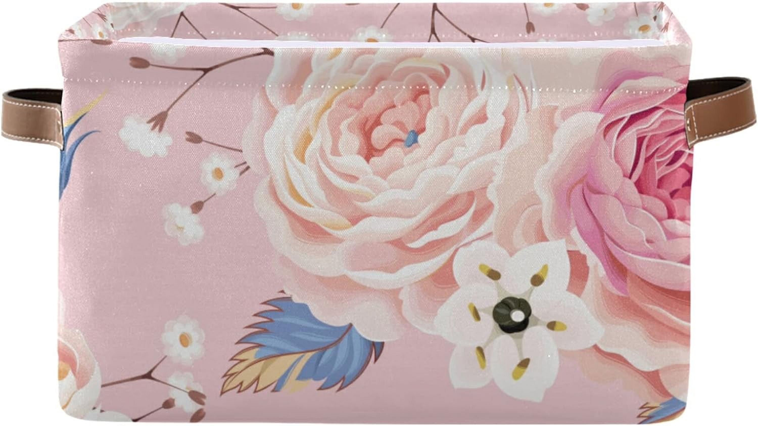 GZHJMY 2 Pack Collapsible Organizer Storage Bins with Roses Cute Print ...
