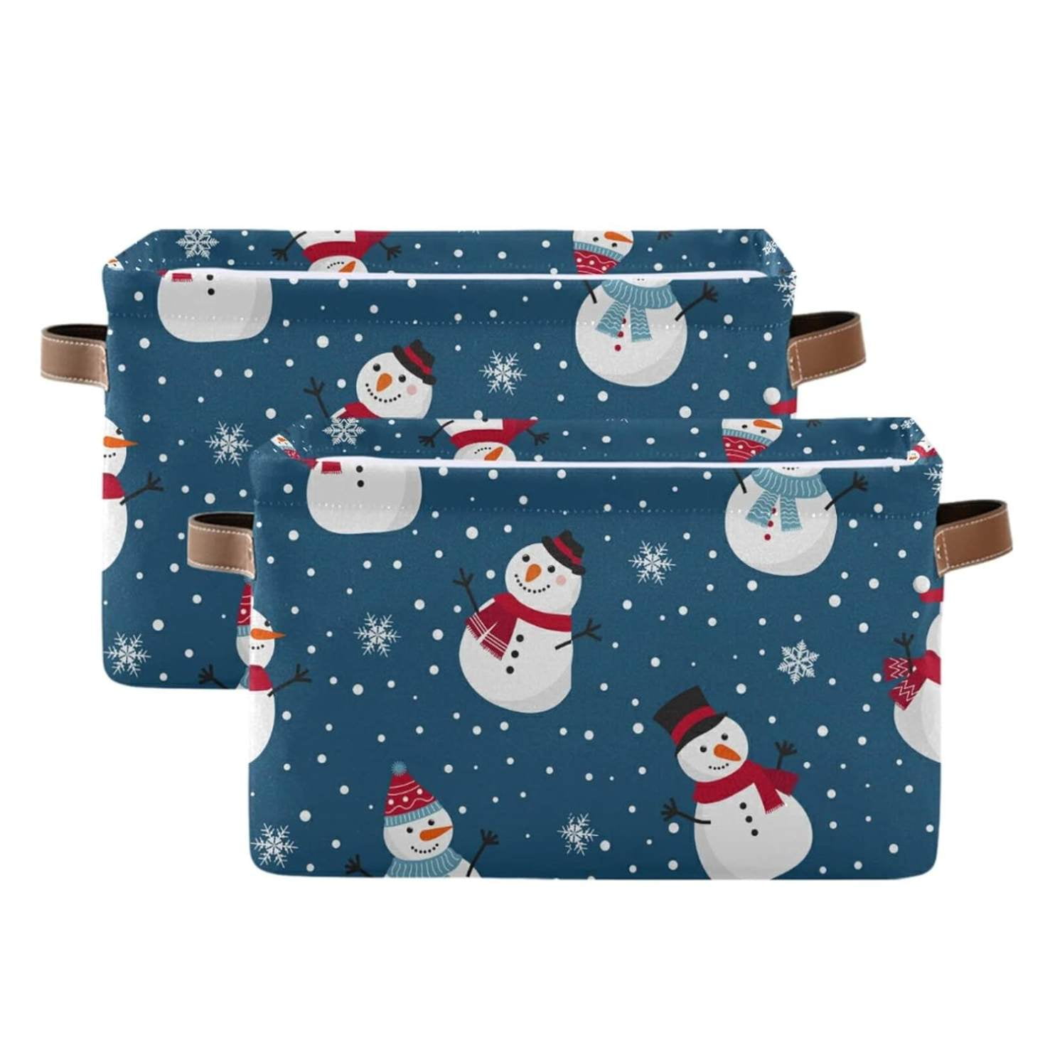 GZHJMY 2 Pack Cute Christmas Snowman On Blue Background Large Storage ...