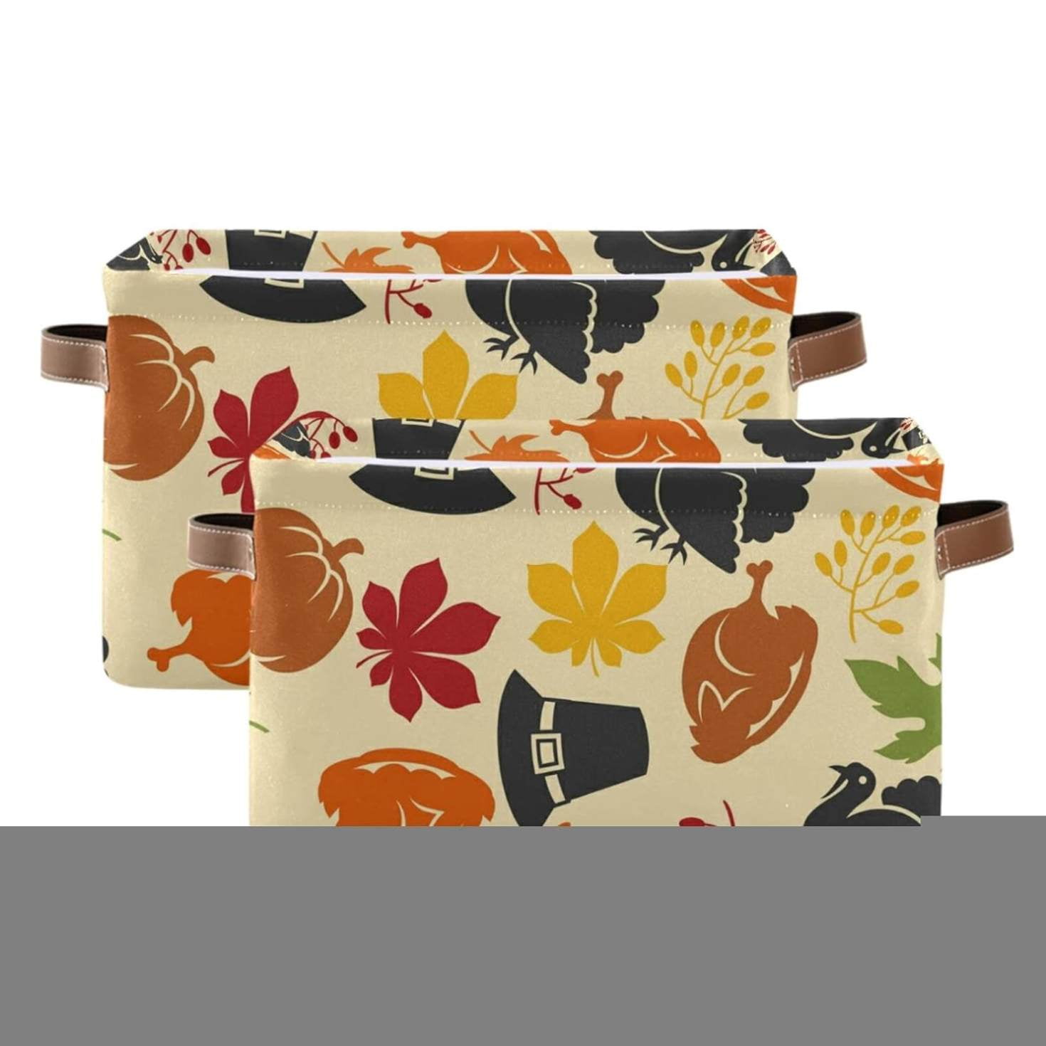 GZHJMY 2 Pack Cute Thanksgiving Turkey Large Storage Basket,Collapsible ...