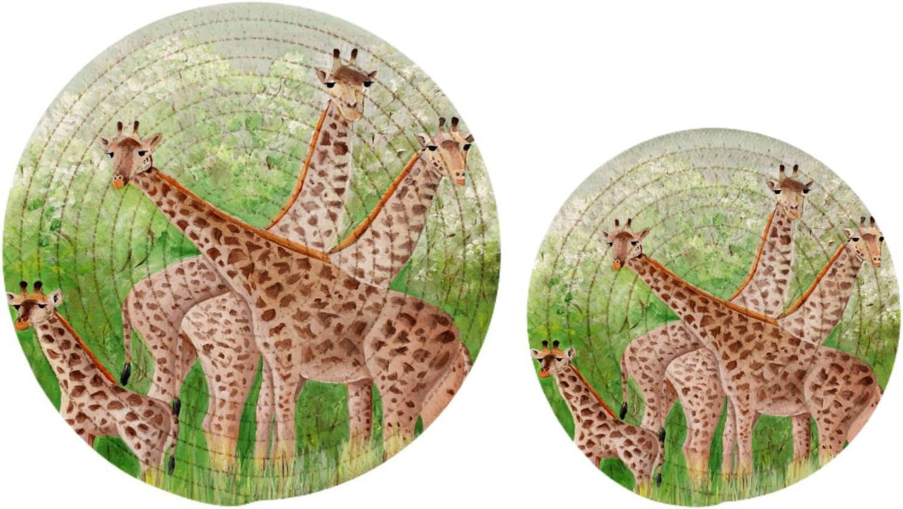 GZHJMY 2 Pack Forest Giraffe Family Round Cotton Woven Pot Holders ...