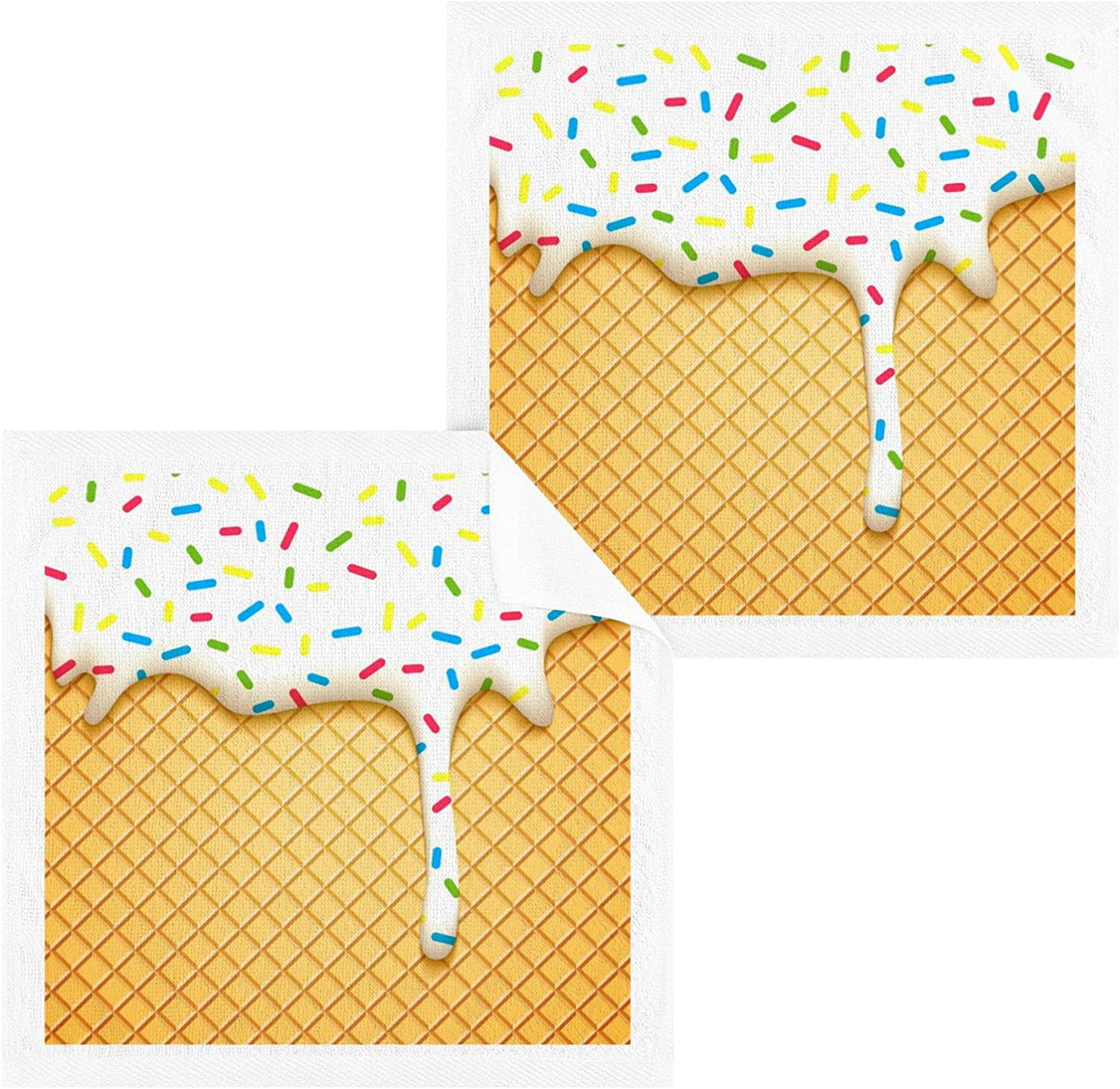GZHJMY 2 Pack Ice Cream Cone Washcloths – Soft Face Towels, Gym Towels ...