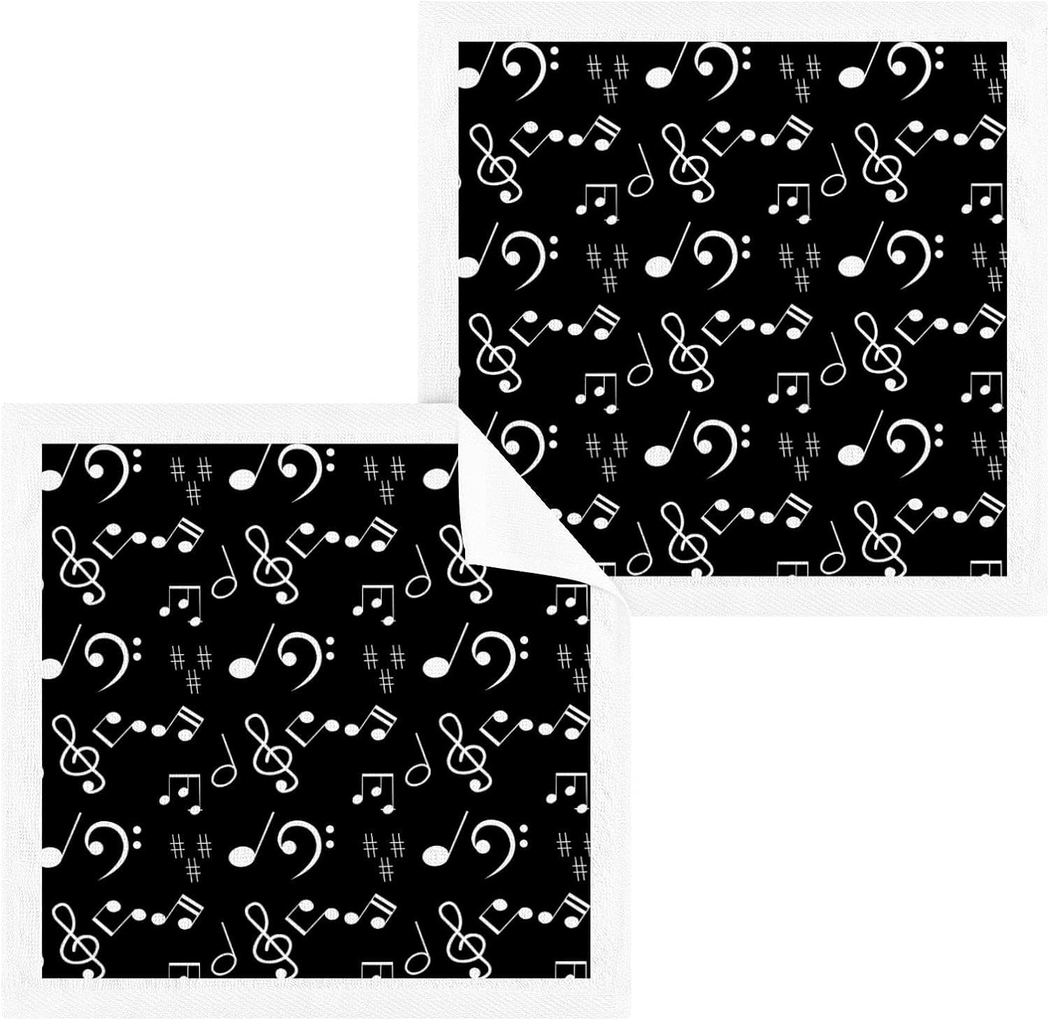 GZHJMY 2 Pack Music Black Washcloths – Soft Face Towels, Gym Towels ...