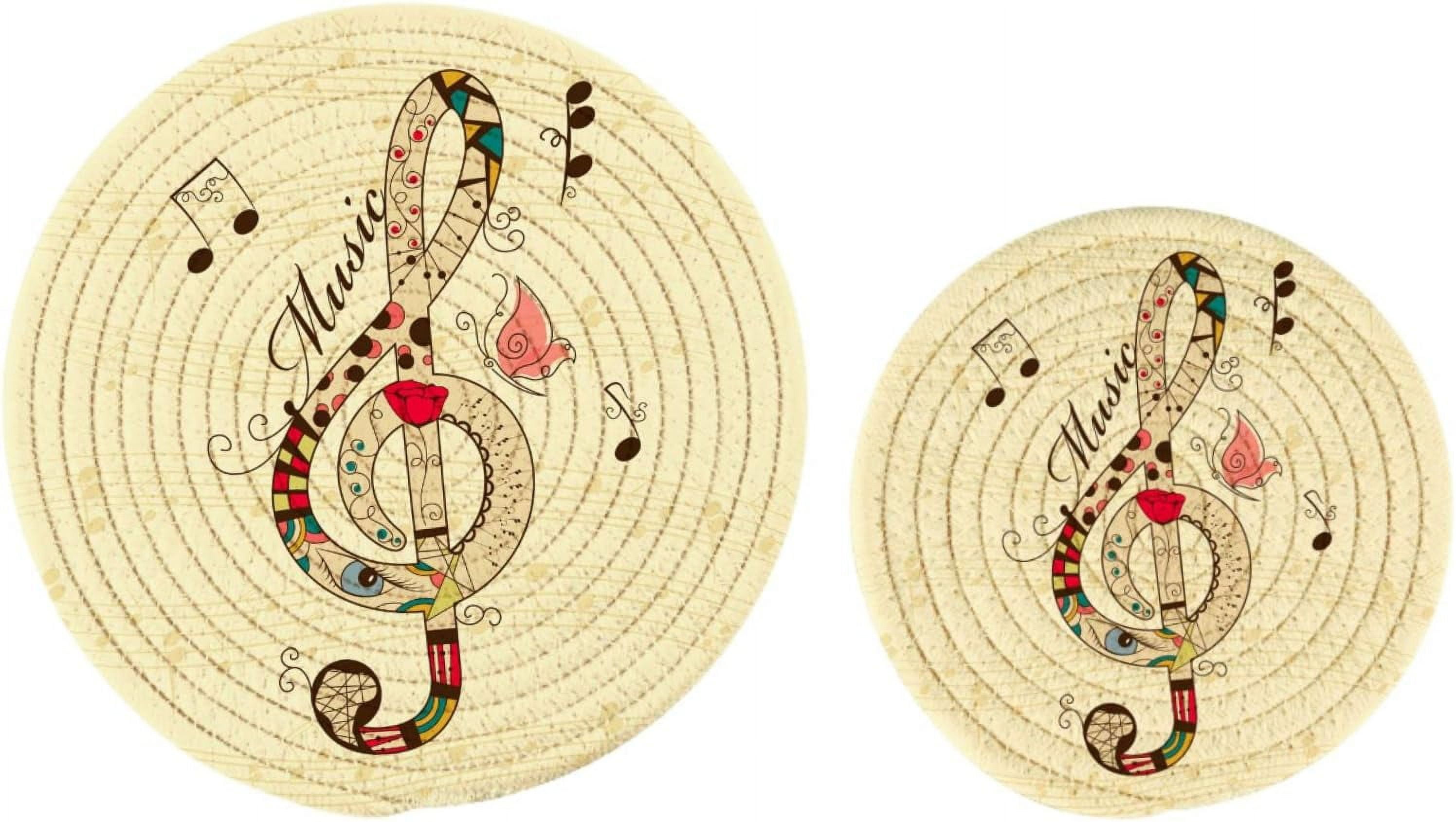 GZHJMY 2-Pack Musical Treble Clef Butterfly Round Cotton Woven Pot ...