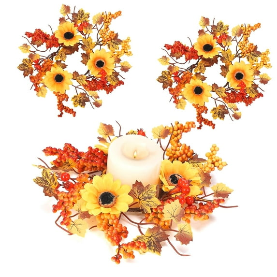 GZHJMY 2 Pack Small Thanksgiving Day Fall Wreath 6" with Artificial ...