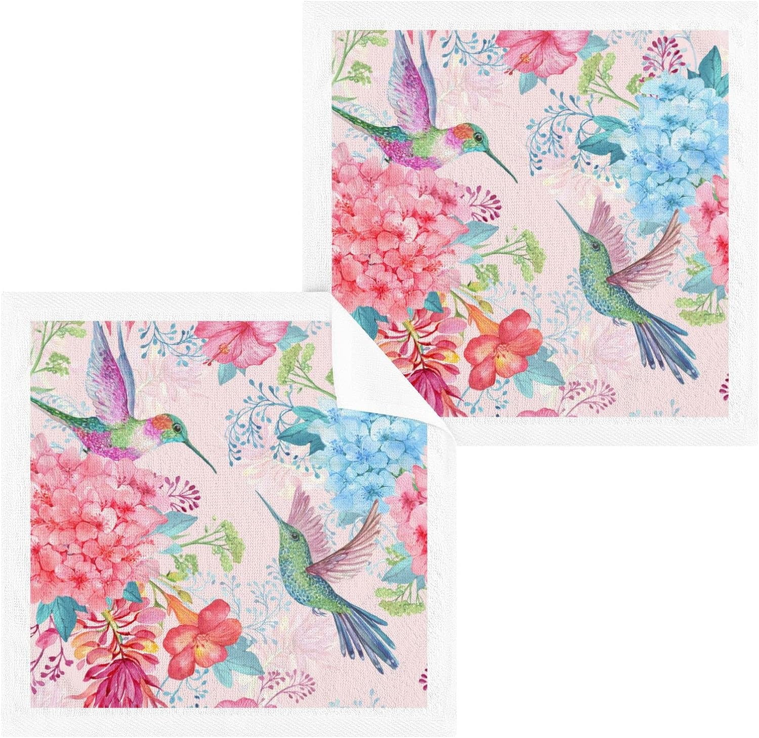 GZHJMY 2 Pack Tropical Flowers Hummingbirds Washcloths – Soft Face ...