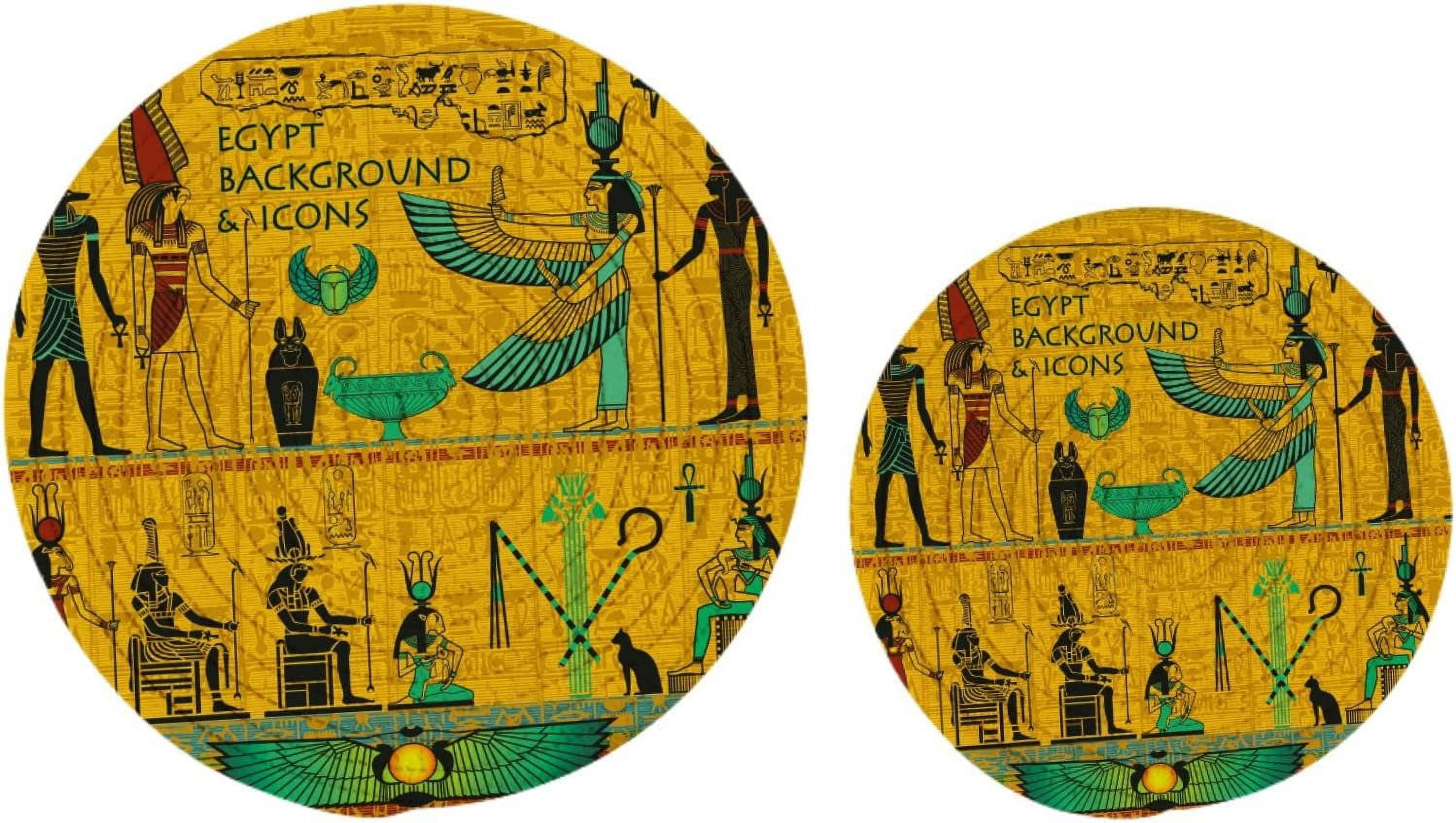 GZHJMY 2 Pcs Ancient Egypt Hieroglyphics Round Cotton Woven Pot Holders ...