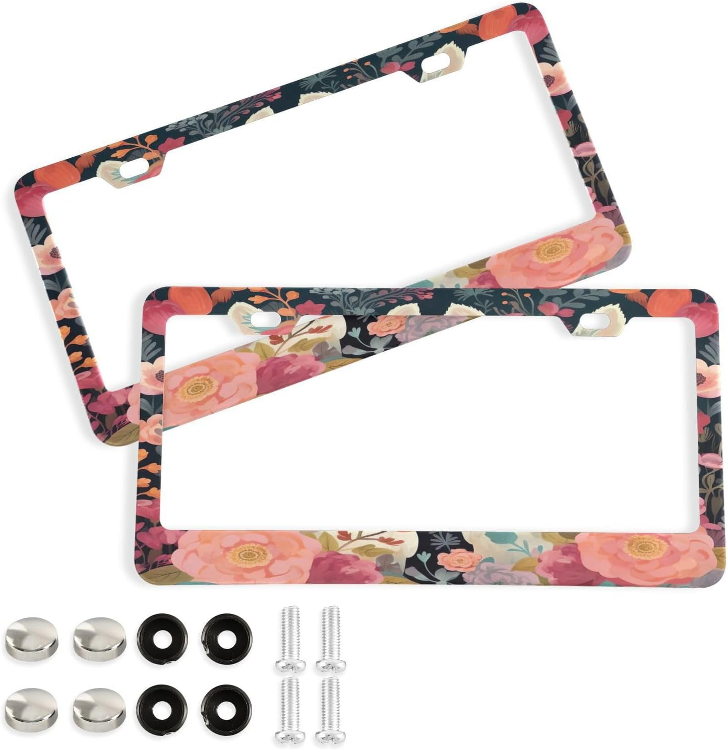GZHJMY 2 Pcs License Plate Frame Alpaca Flowers License Plate Cover ...