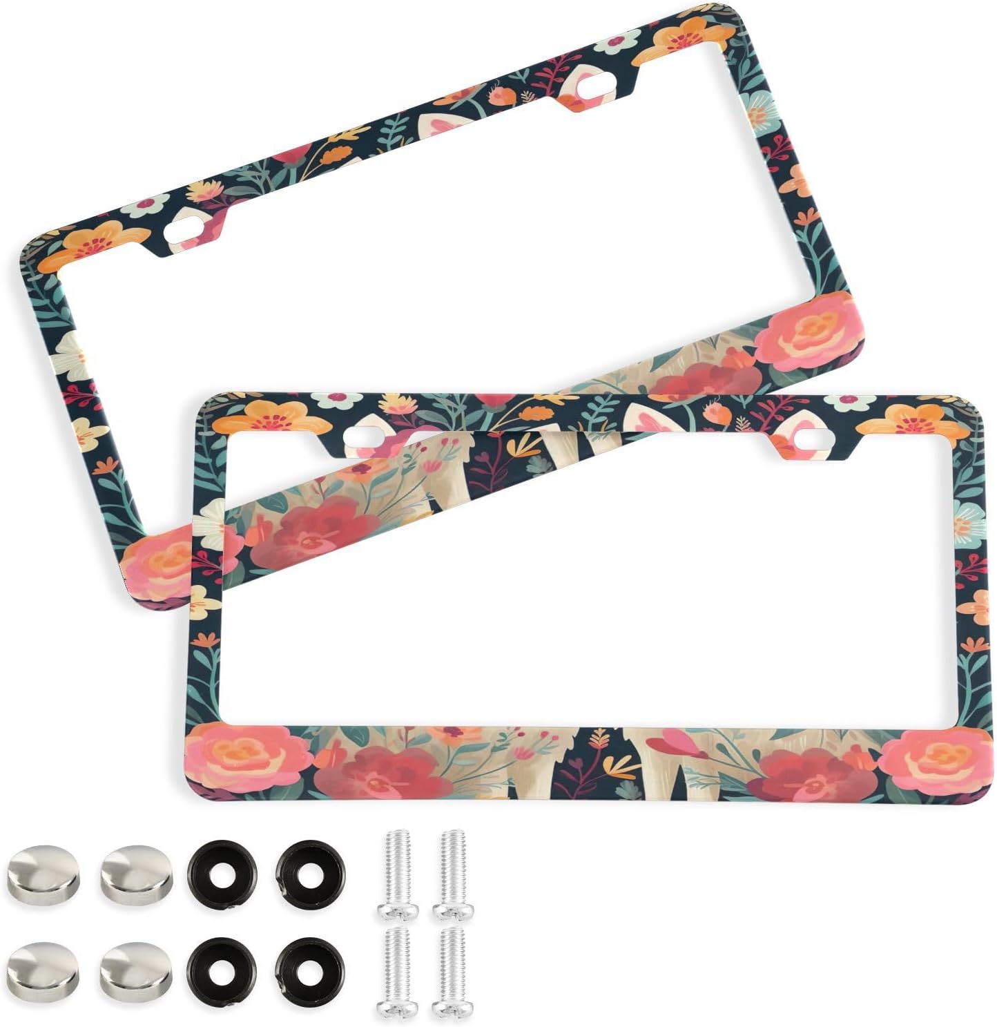 GZHJMY 2 Pcs License Plate Frame Alpaca Flowers License Plate Cover ...