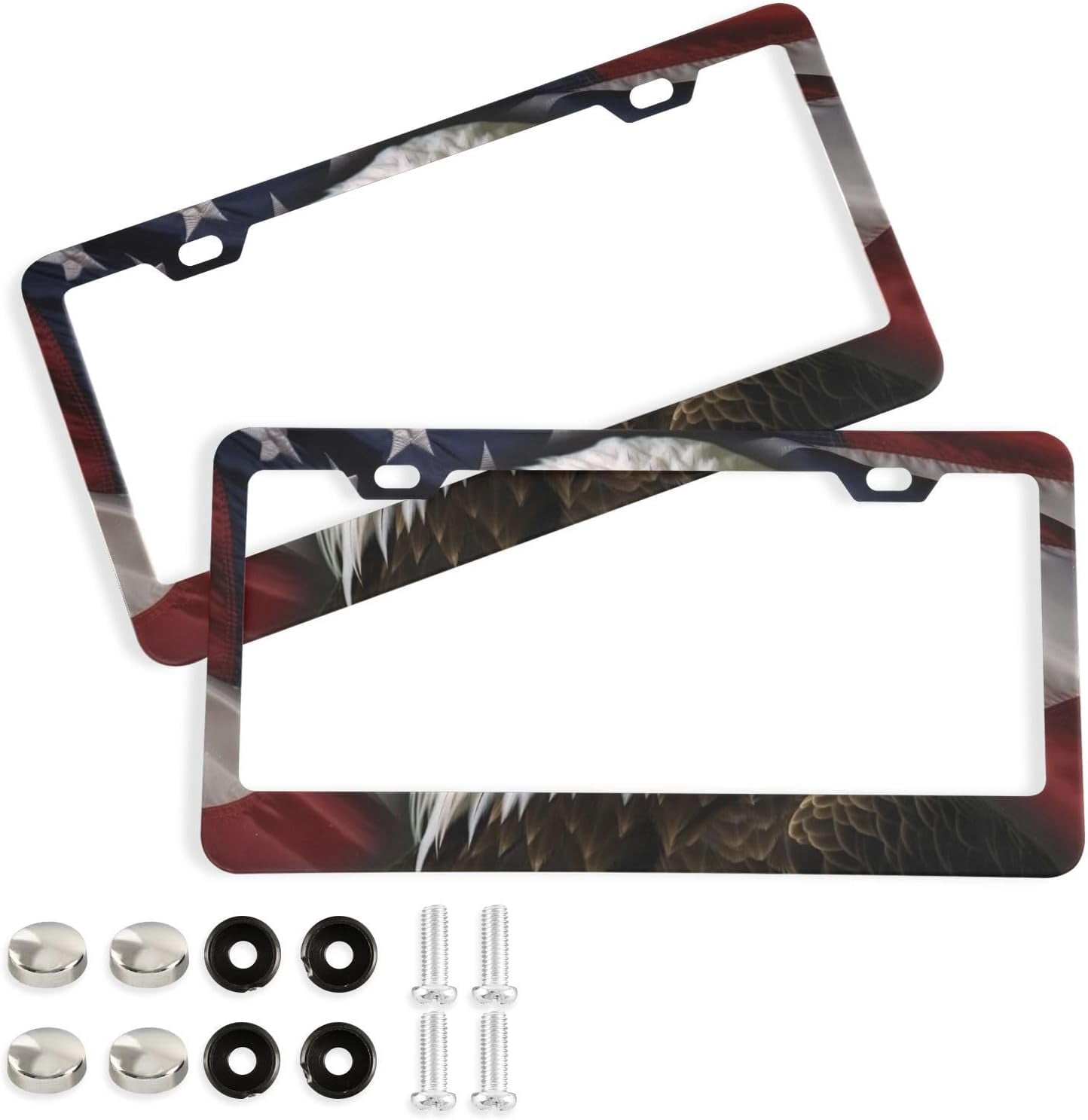 GZHJMY 2 Pcs License Plate Frame American Flag Falcon License Plate ...