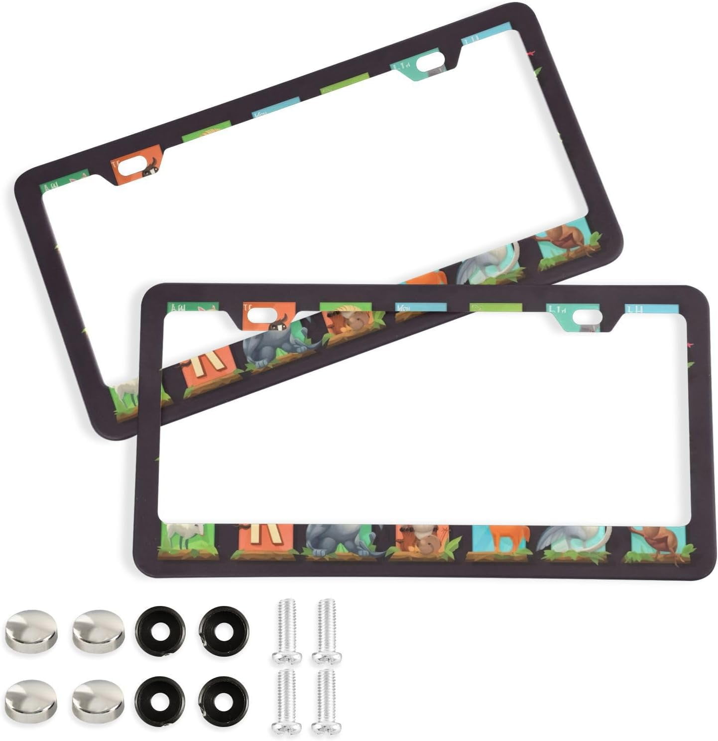 GZHJMY 2 Pcs License Plate Frame Animal Alphabet License Plate Cover ...