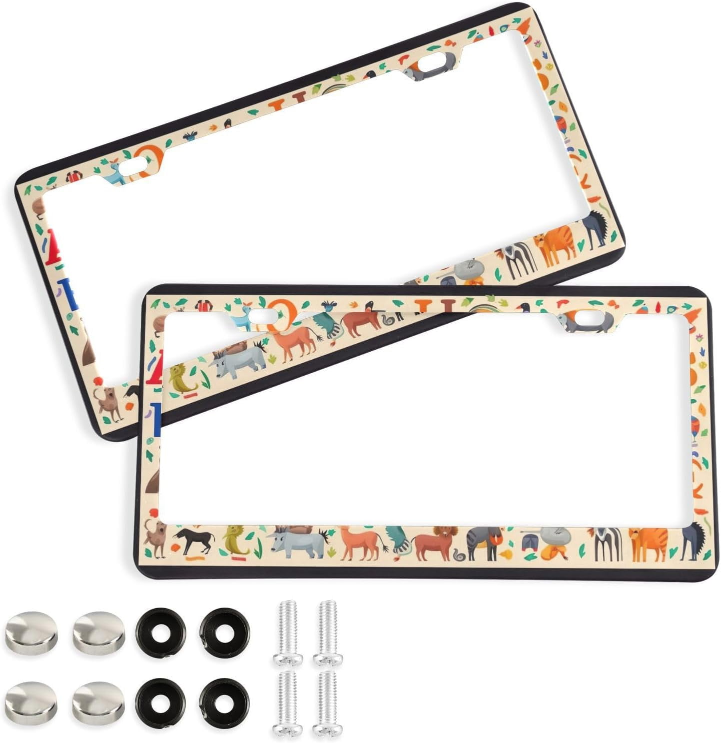 GZHJMY 2 Pcs License Plate Frame Animal Alphabet License Plate Cover ...