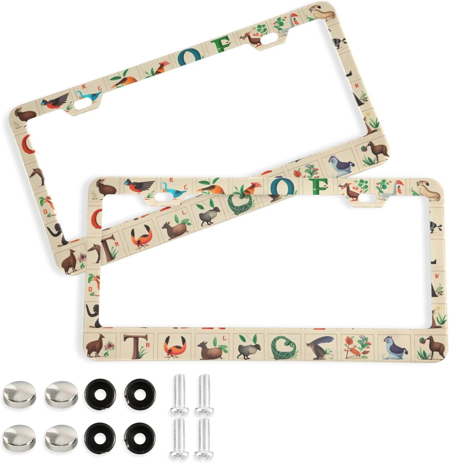 GZHJMY 2 Pcs License Plate Frame Animal Alphabet License Plate Cover ...
