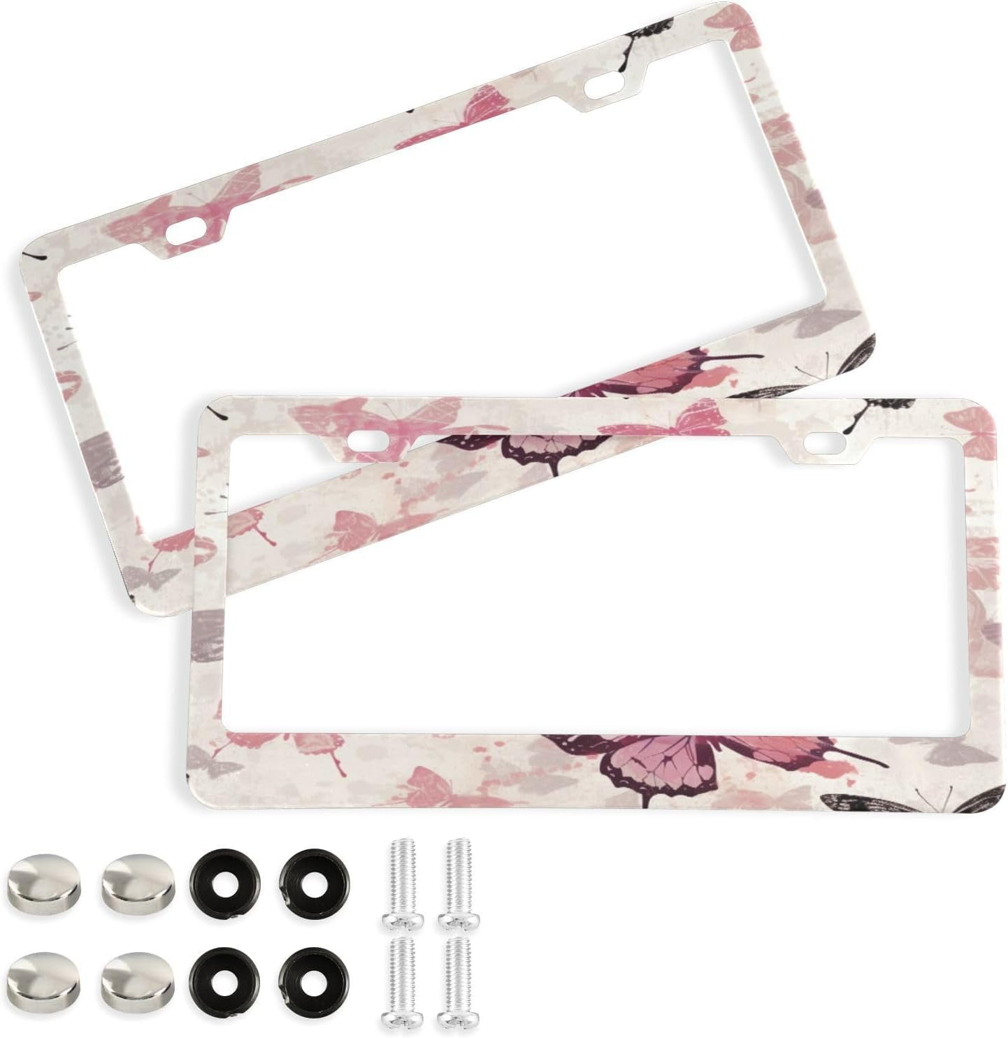 GZHJMY 2 Pcs License Plate Frame Beautiful Butterfly License Plate ...