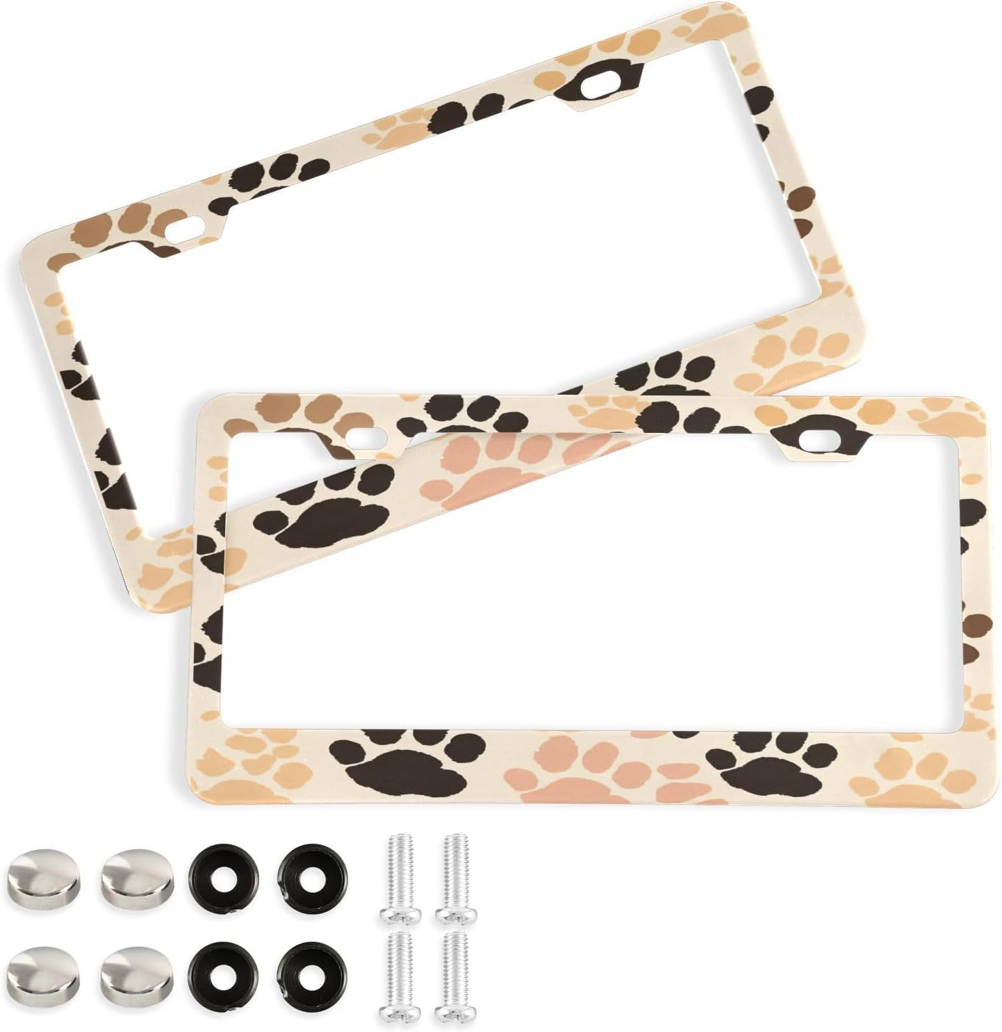 GZHJMY 2 Pcs License Plate Frame Colorful Dog Paws License Plate Cover ...