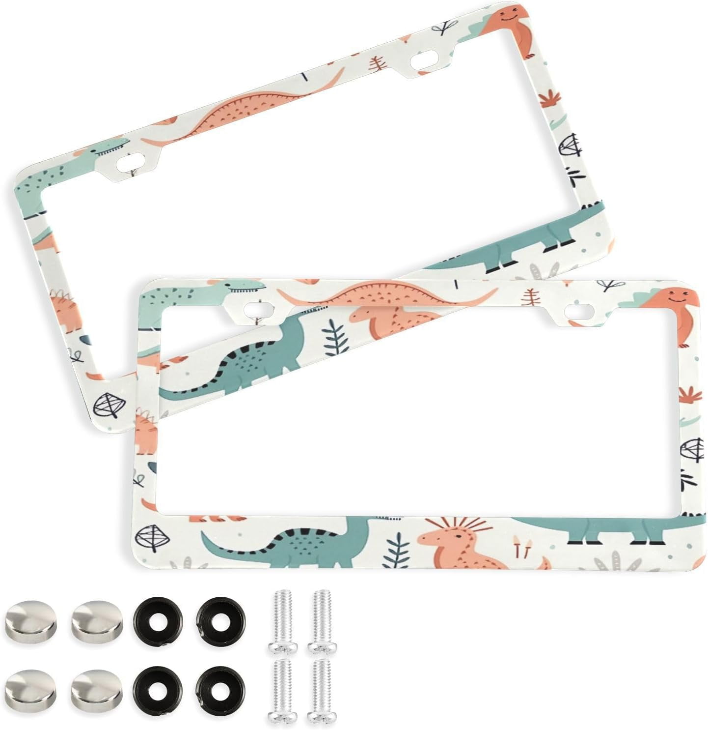 GZHJMY 2 Pcs License Plate Frame Cute Dinosaurs License Plate Cover ...