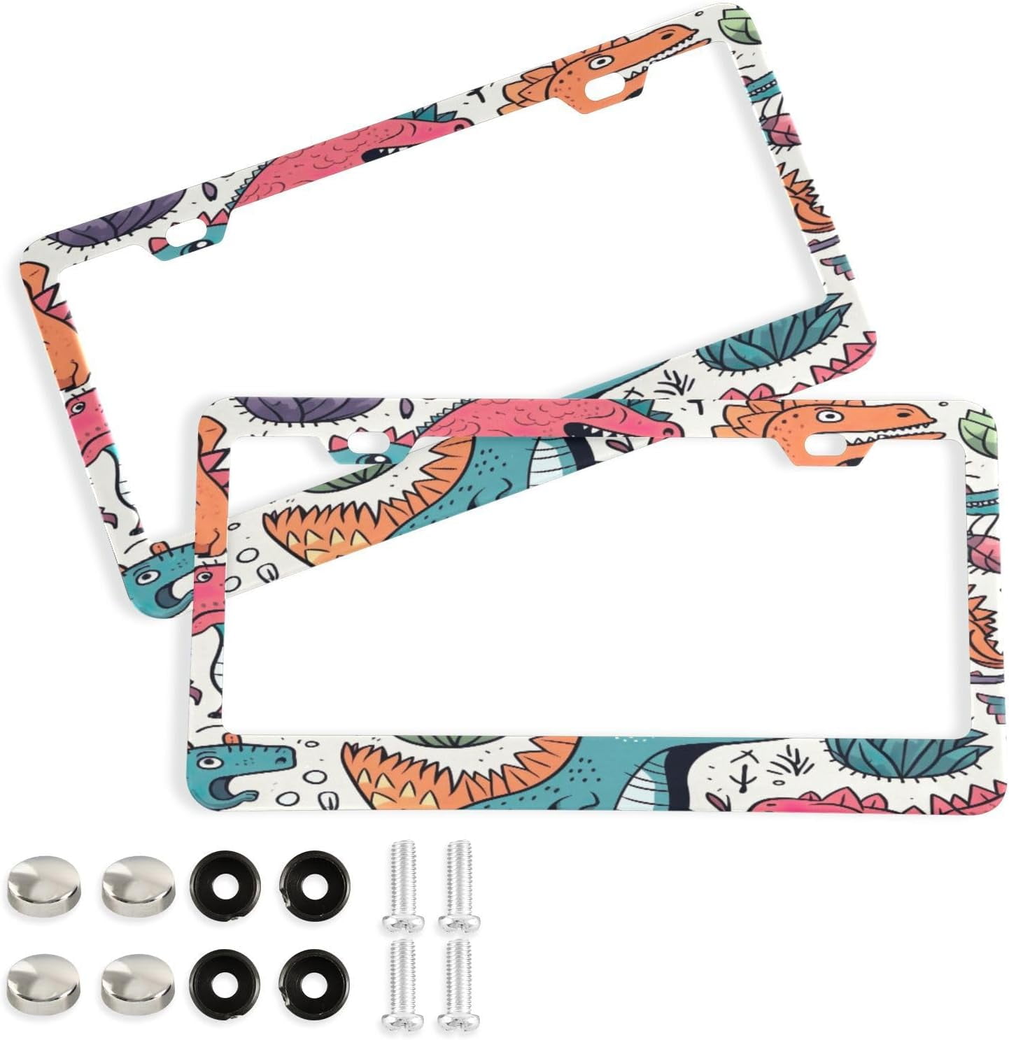 GZHJMY 2 Pcs License Plate Frame Cute Dinosaurs License Plate Cover ...