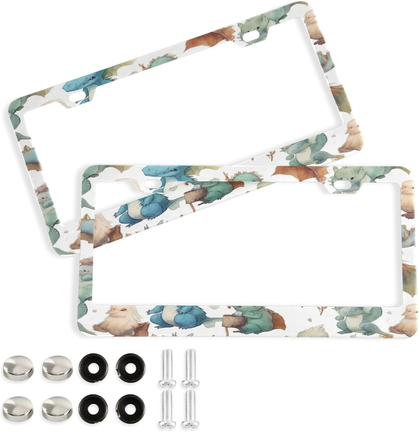 GZHJMY 2 Pcs License Plate Frame Cute Dragon License Plate Cover ...