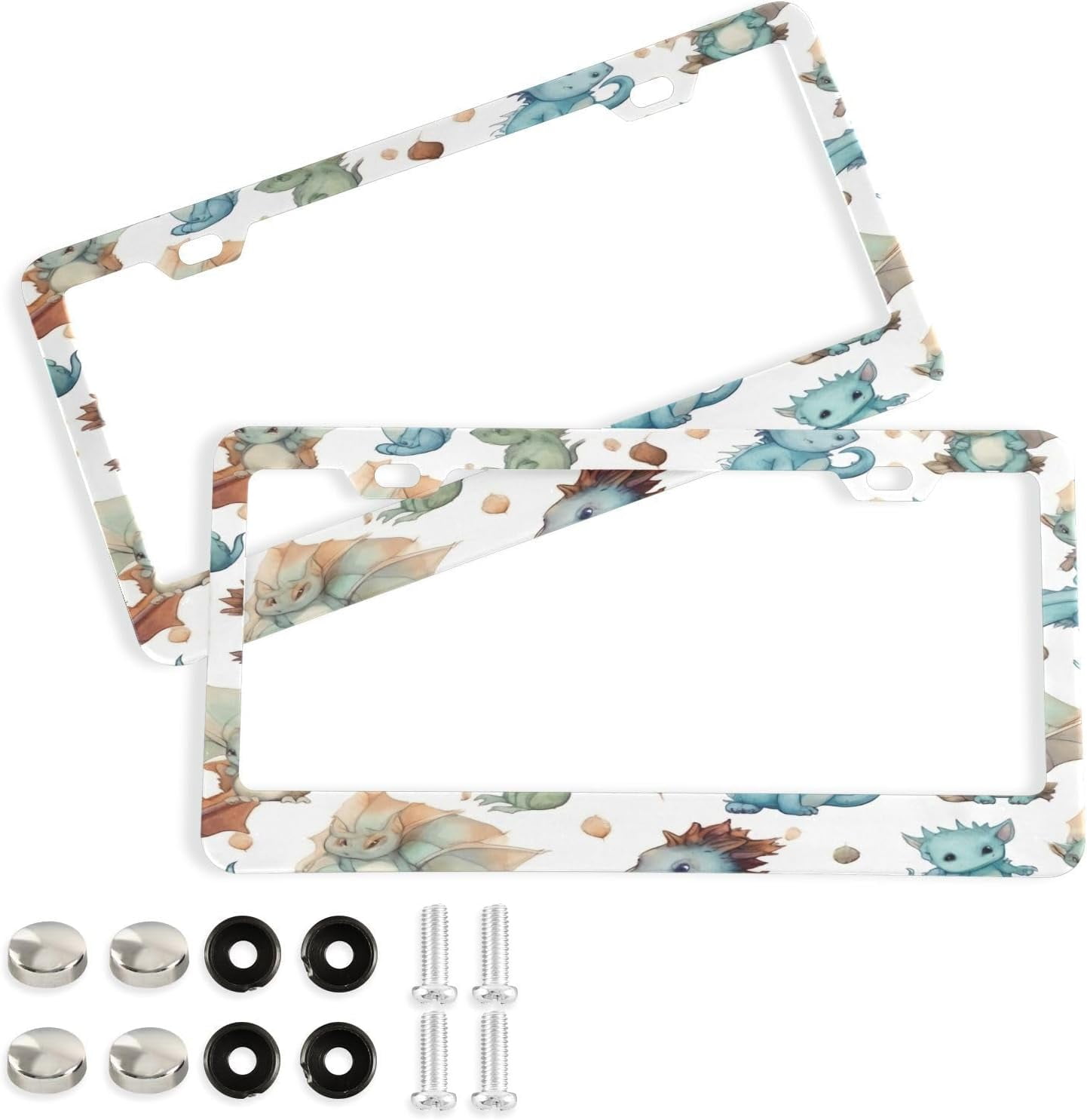 GZHJMY 2 Pcs License Plate Frame Cute Dragon License Plate Cover ...