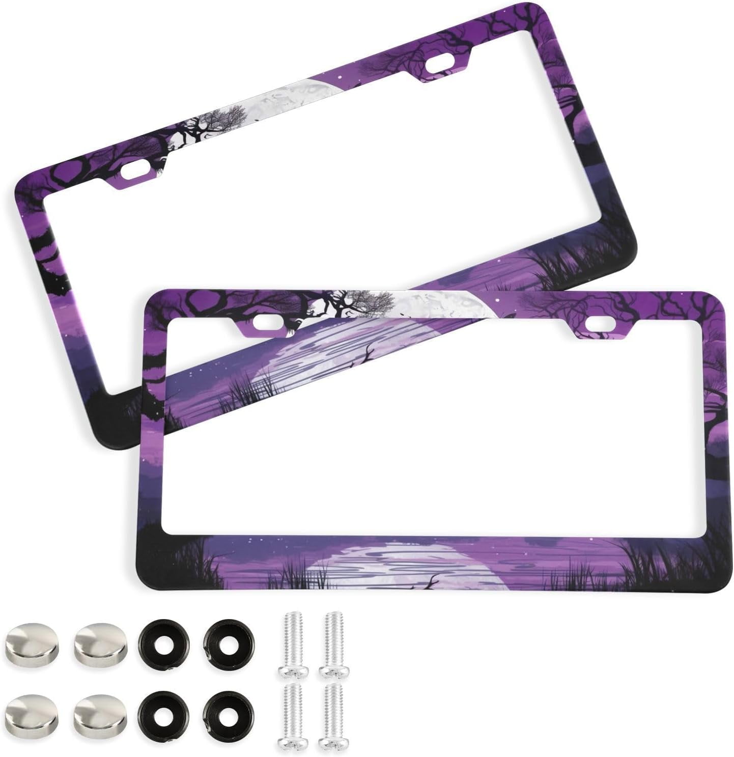 GZHJMY 2 Pcs License Plate Frame Flower Fairy Night License Plate Cover ...