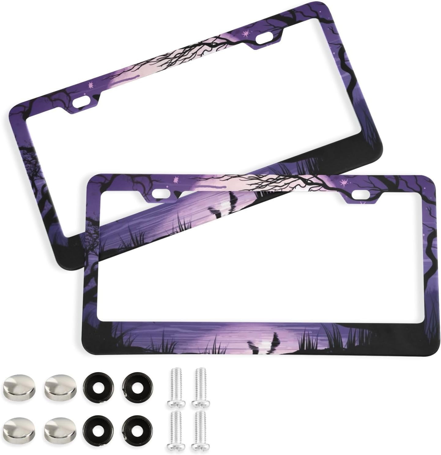 GZHJMY 2 Pcs License Plate Frame Flower Fairy Night License Plate Cover ...