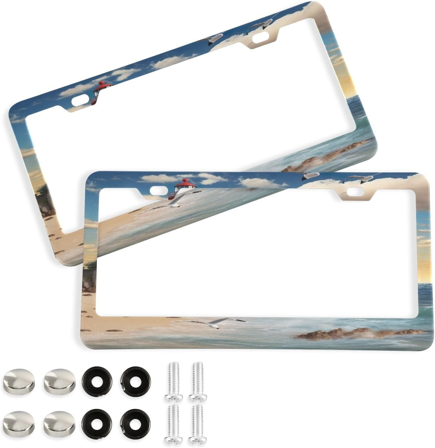 GZHJMY 2 Pcs License Plate Frame Lighthouse License Plate Cover ...