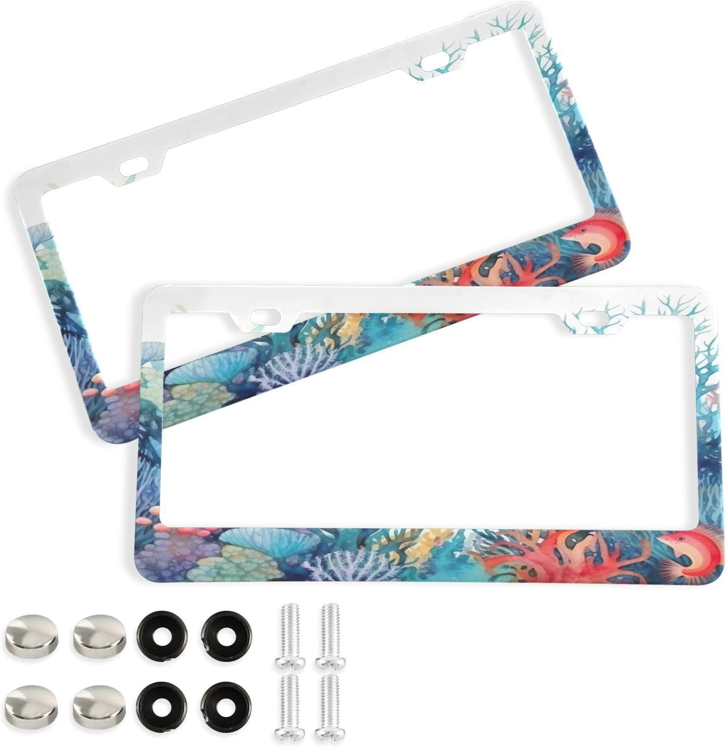 GZHJMY 2 Pcs License Plate Frame Marine Coral License Plate Cover ...
