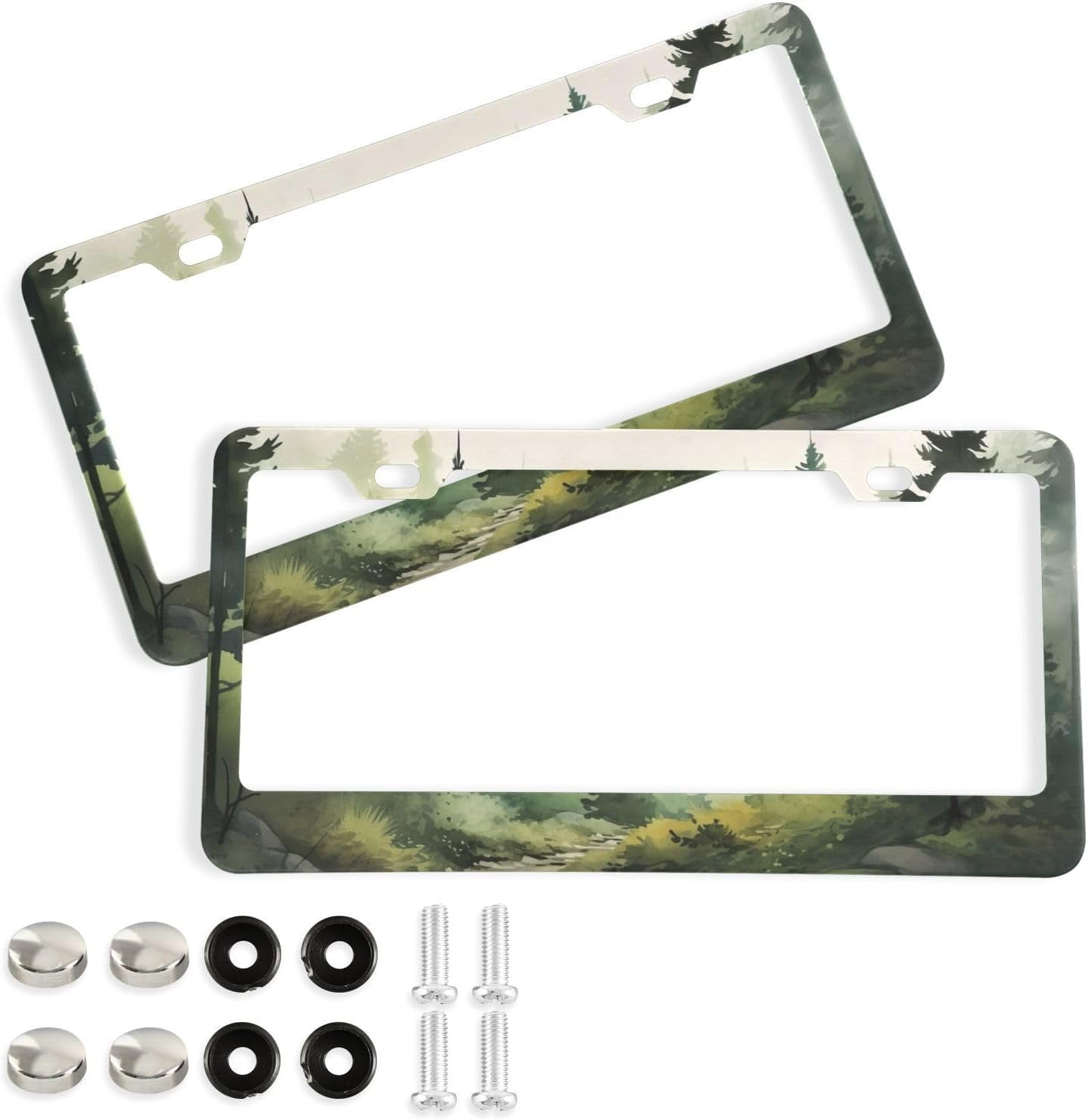 GZHJMY 2 Pcs License Plate Frame Mountain Forests License Plate Cover ...