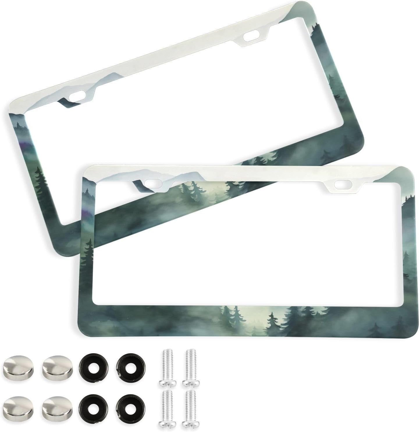 GZHJMY 2 Pcs License Plate Frame Mountain Forests License Plate Cover ...