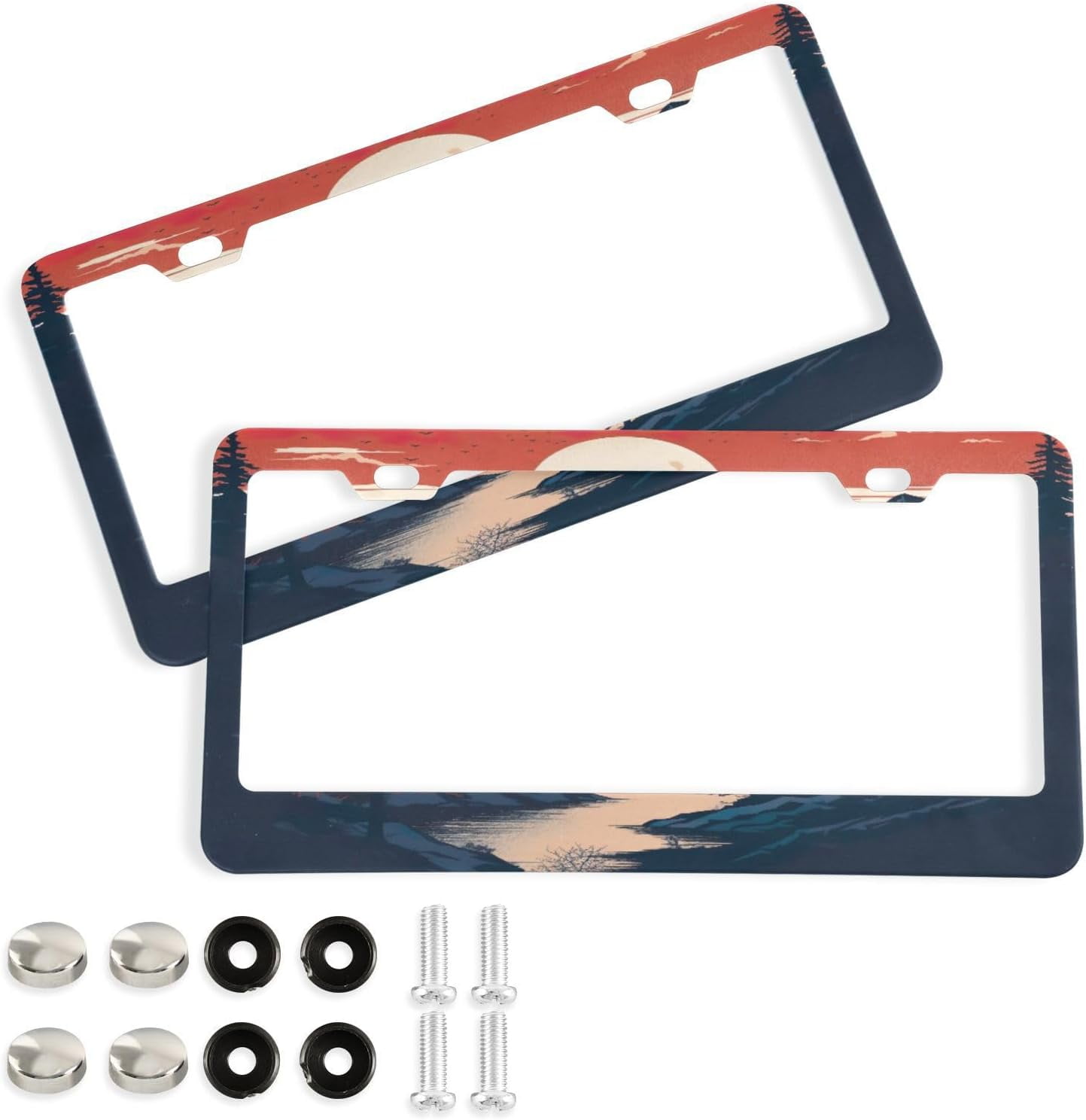 GZHJMY 2 Pcs License Plate Frame Mountain Lake License Plate Cover ...