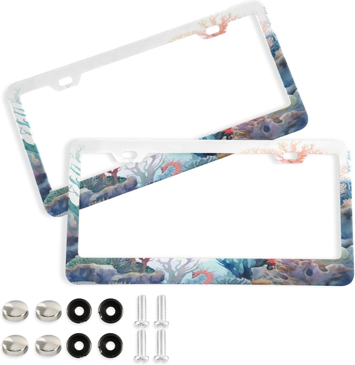 GZHJMY 2 Pcs License Plate Frame Sea Animals License Plate Cover ...