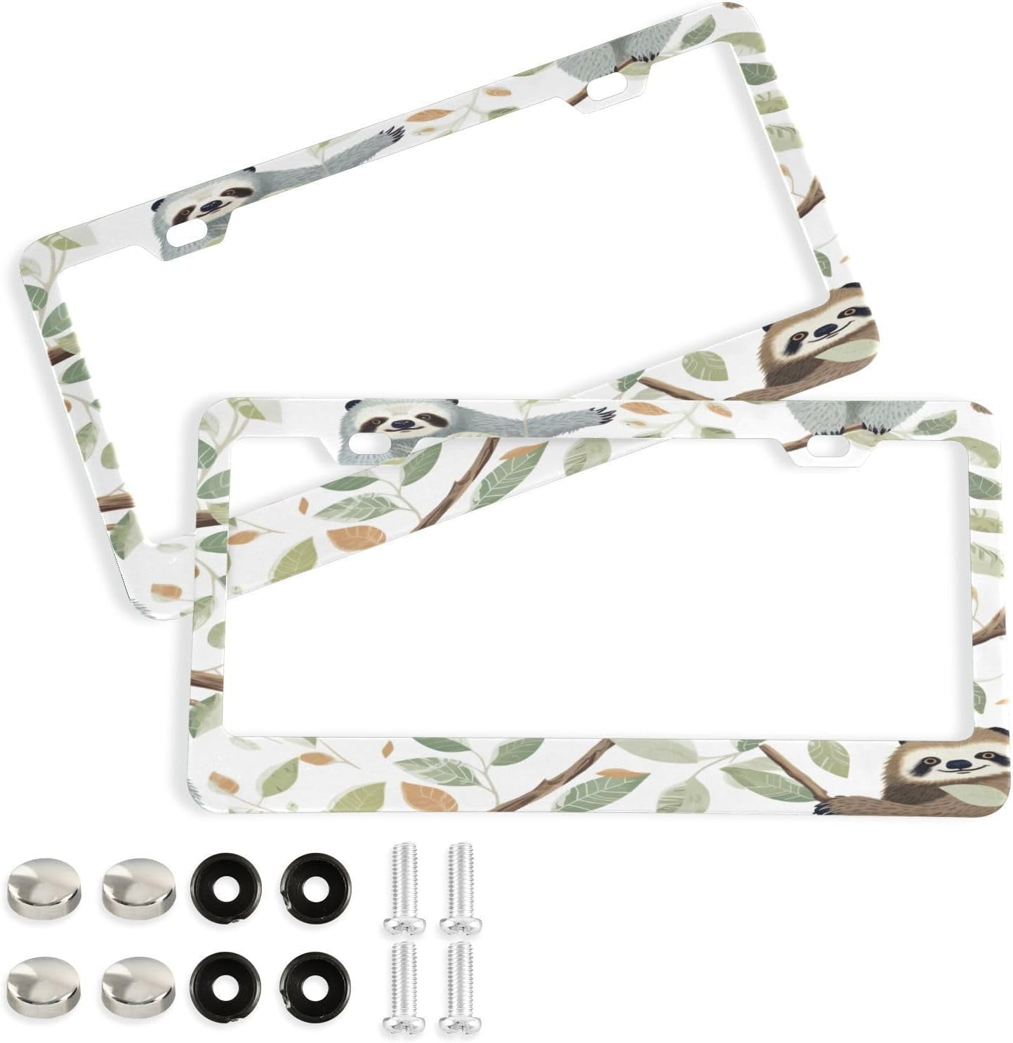 GZHJMY 2 Pcs License Plate Frame Sloth Leaves License Plate Cover ...
