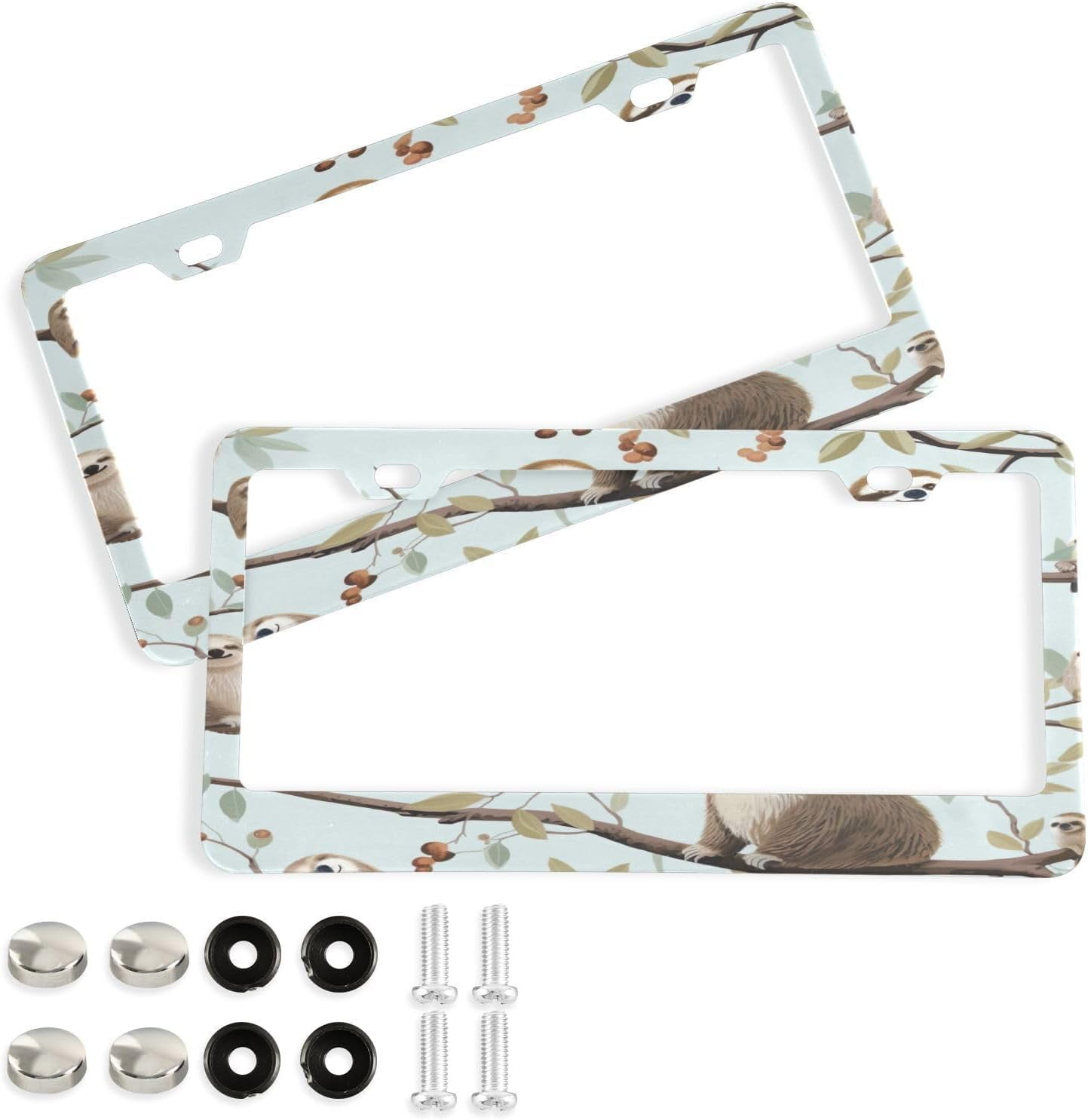 GZHJMY 2 Pcs License Plate Frame Sloth Leaves License Plate Cover ...