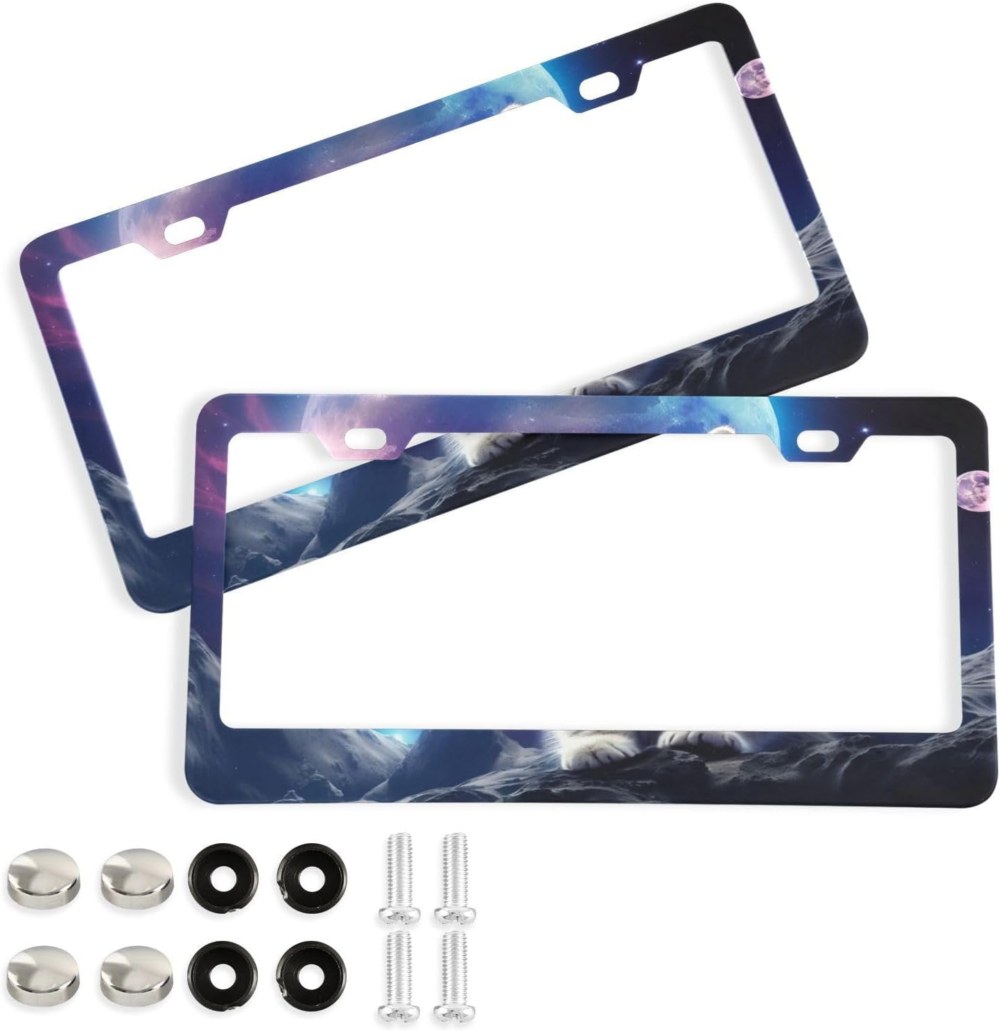 GZHJMY 2 Pcs License Plate Frame Space Catspace Cat License Plate Cover ...