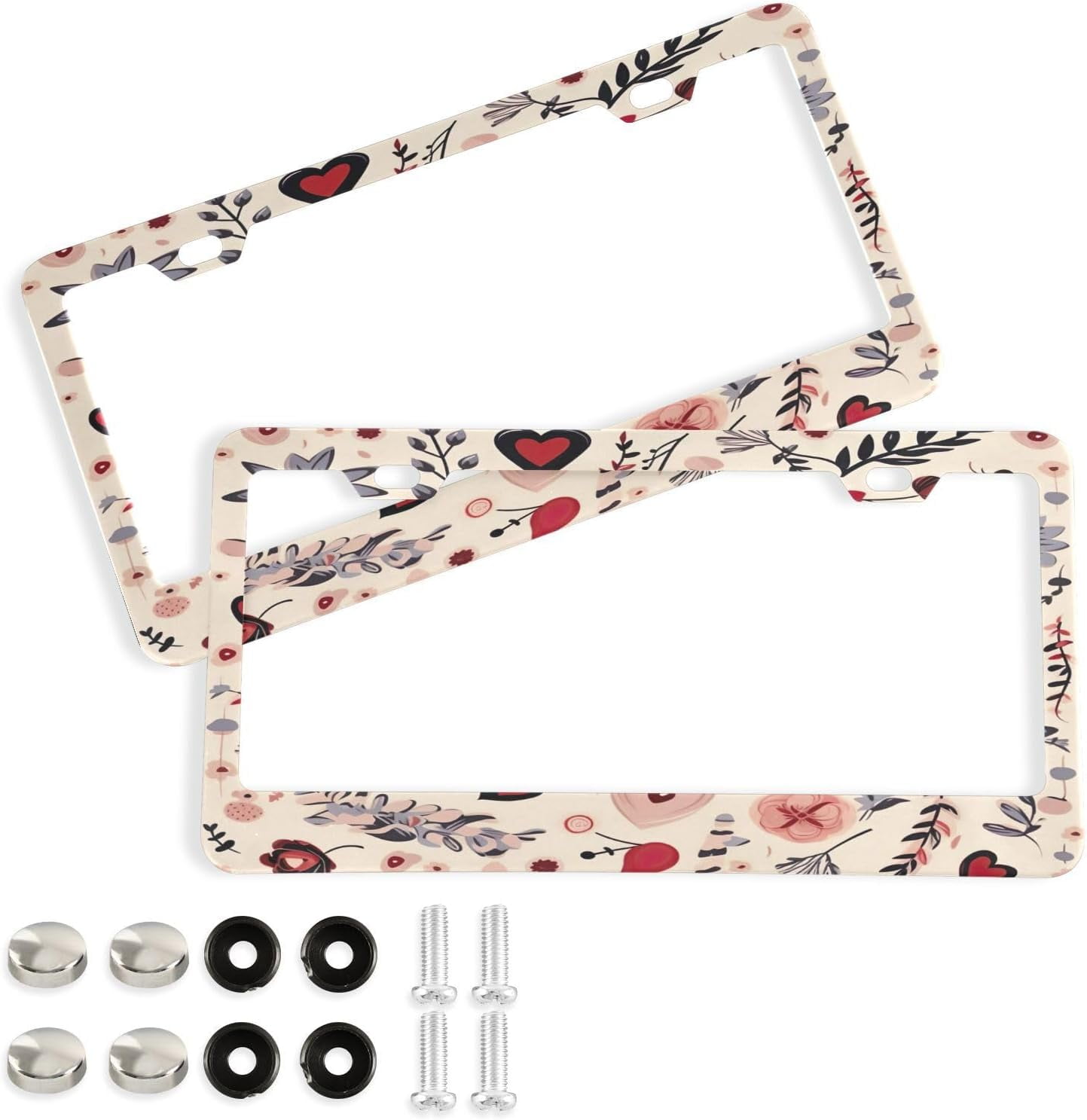 GZHJMY 2 Pcs License Plate Frame Valentine's Day Heart License Plate ...