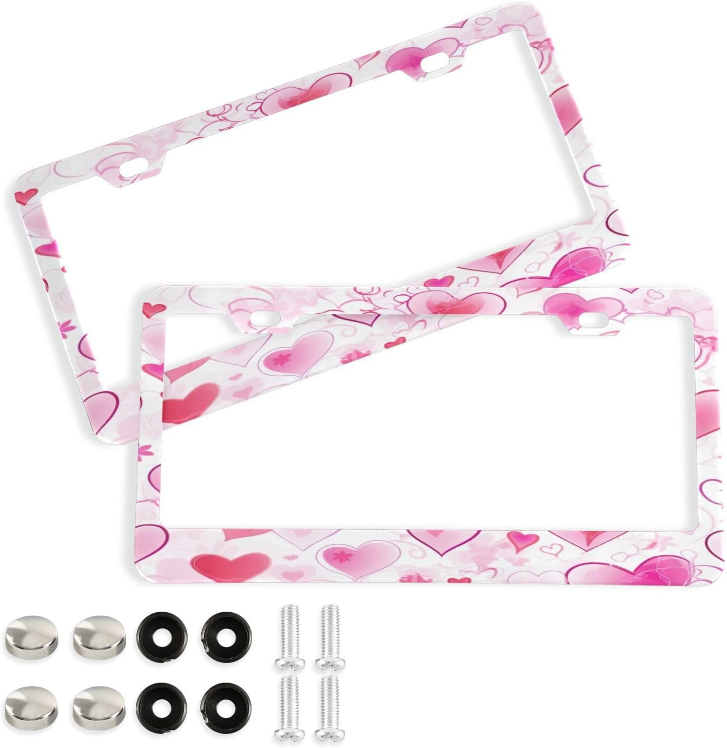 GZHJMY 2 Pcs License Plate Frame Valentine's Day Heart License Plate ...