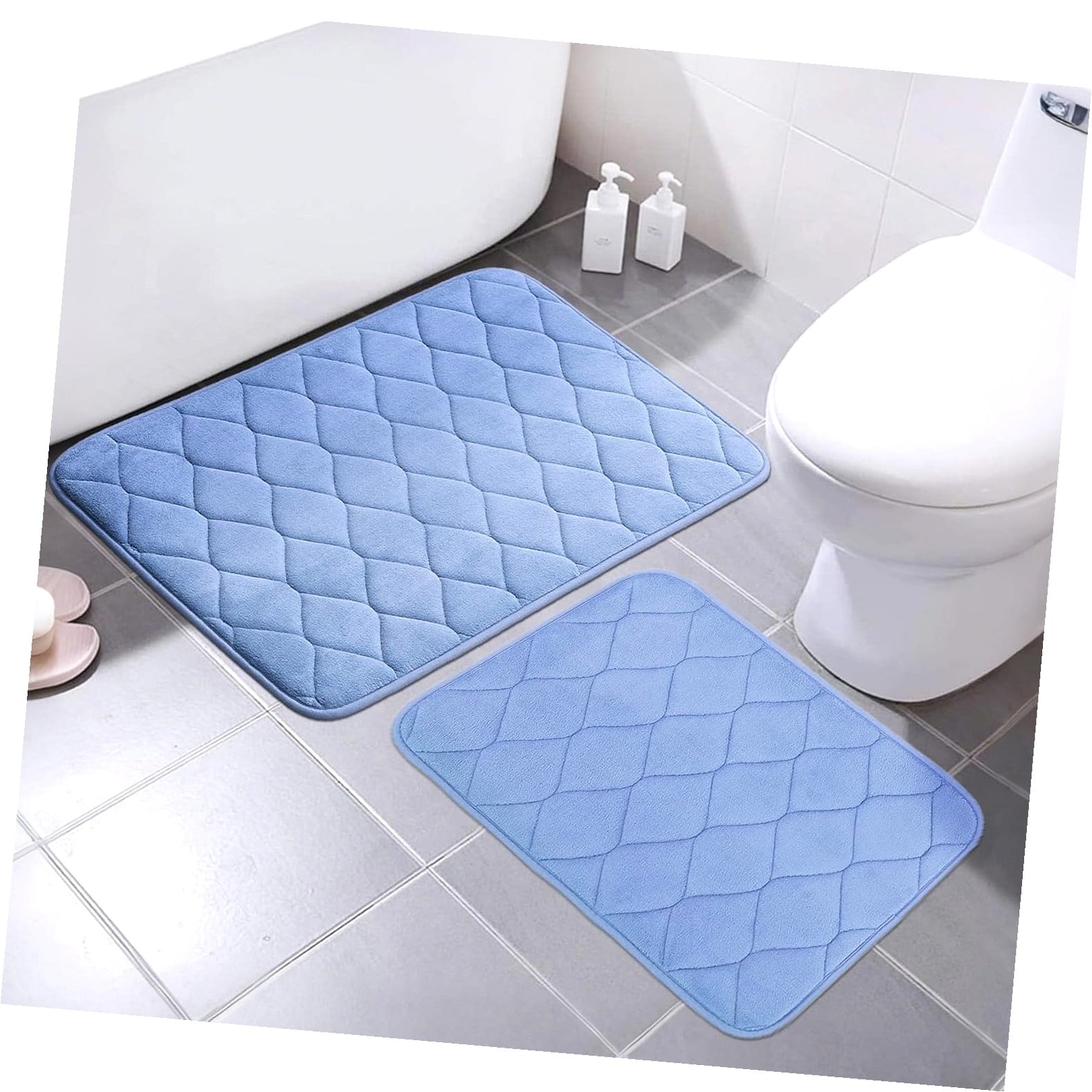 GZHJMY 2-Piece Bathroom Rugs Set, Memory Mat Set, Soft Absorbent ...