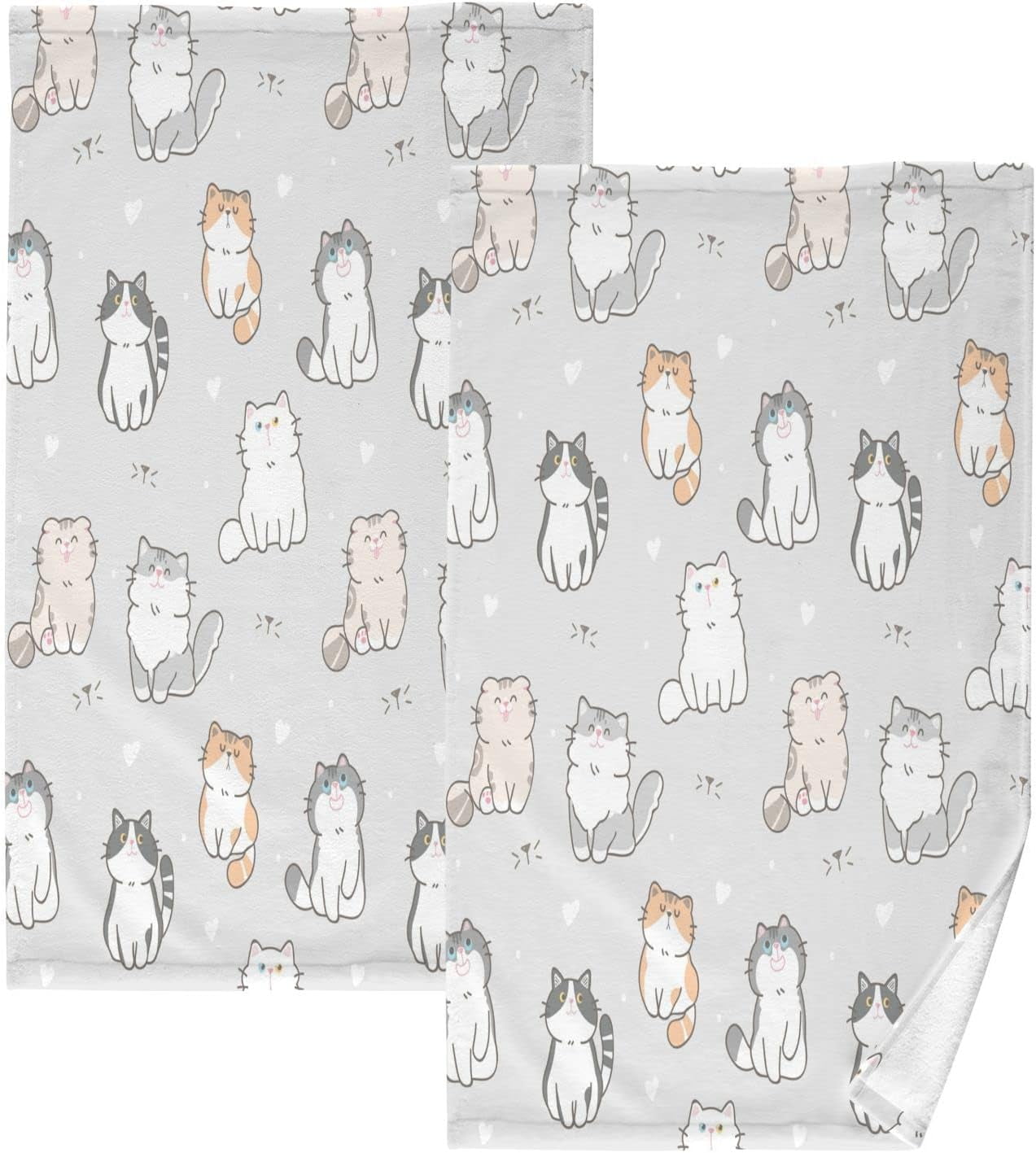 GZHJMY 2 Piece Cute Cat Hand Towels for Bath Decorative, Pure Cotton ...