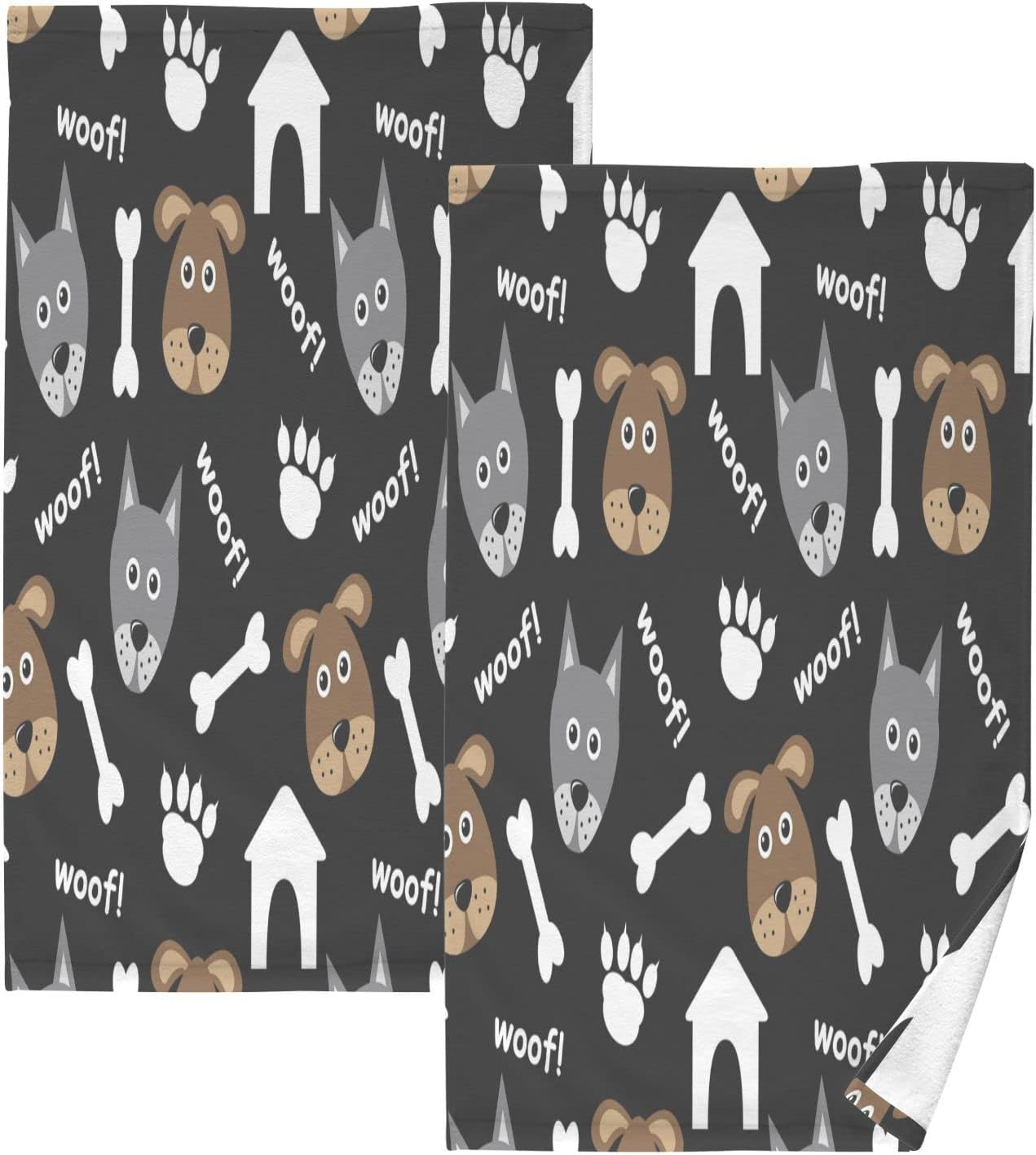 GZHJMY 2 Piece Cute Dog Bear Paw Hand Towels for Bath Decorative, Pure ...