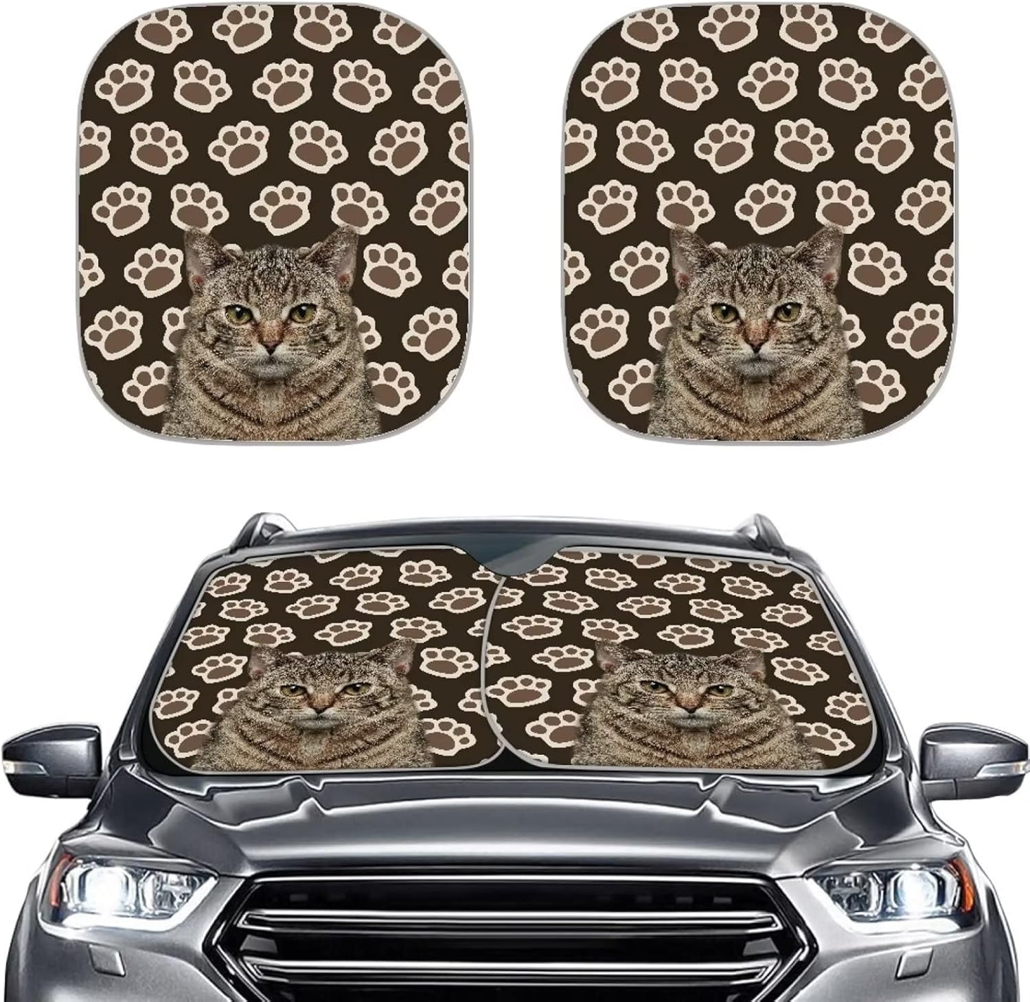 GZHJMY 2-Piece Cute Paw Car Windshield Sun Shade,Foldable SUV Truck ...