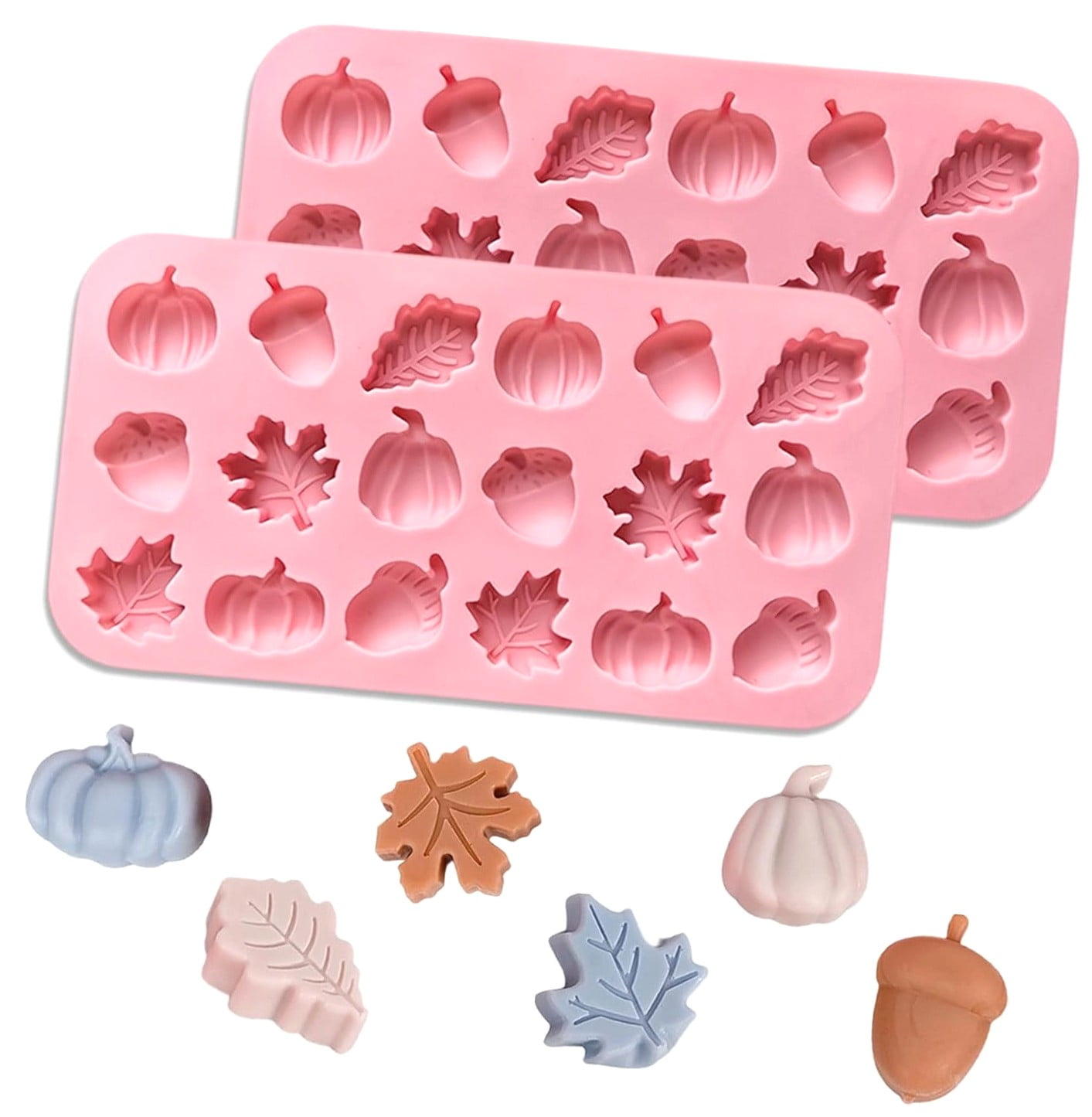 GZHJMY 2 Piece Fall Molds for Chocolate, Autumn Maple Leaves Acorns and ...