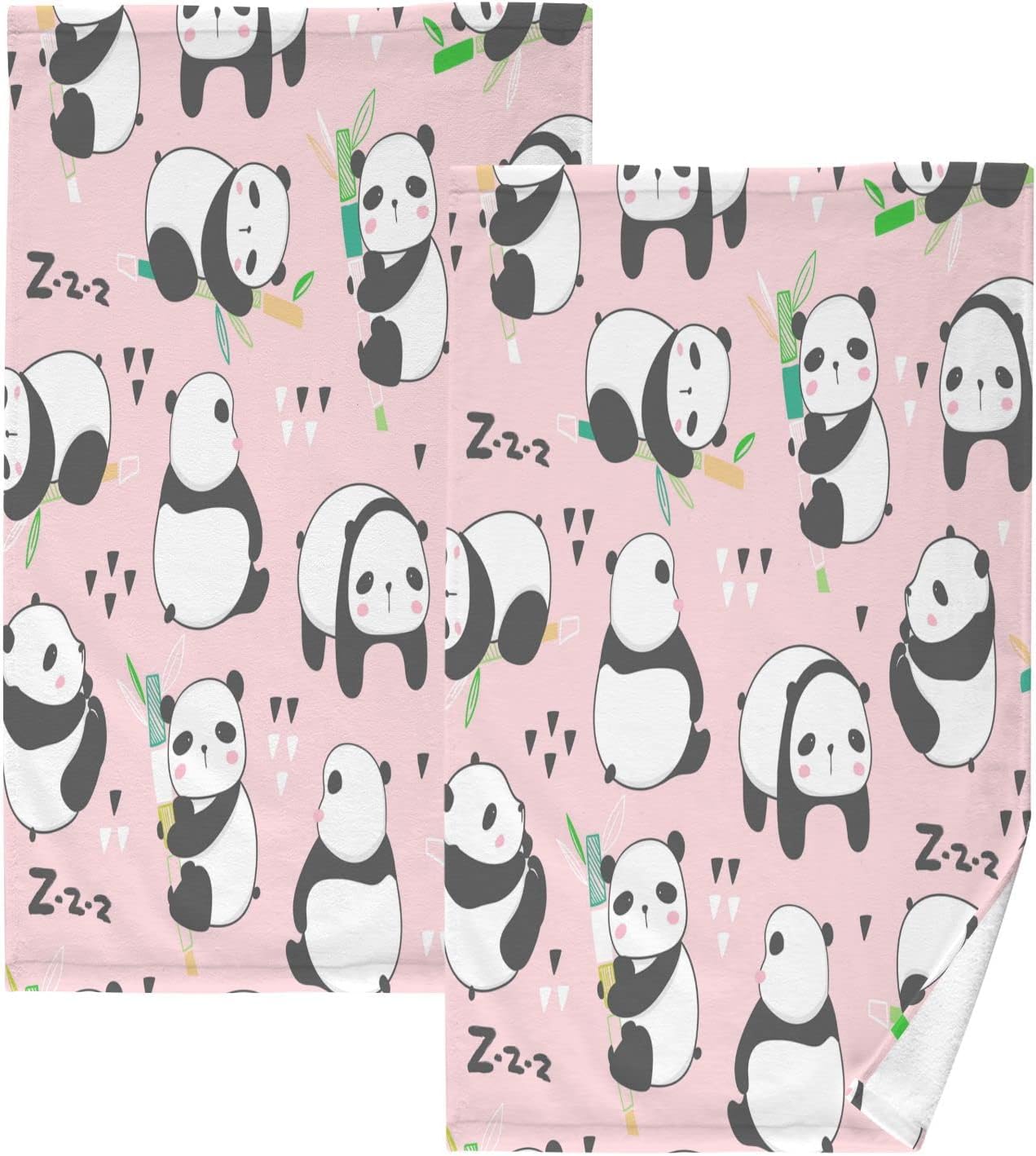GZHJMY 2 Piece Kawaii Panda Bears Hand Towels for Bath Decorative, Pure ...