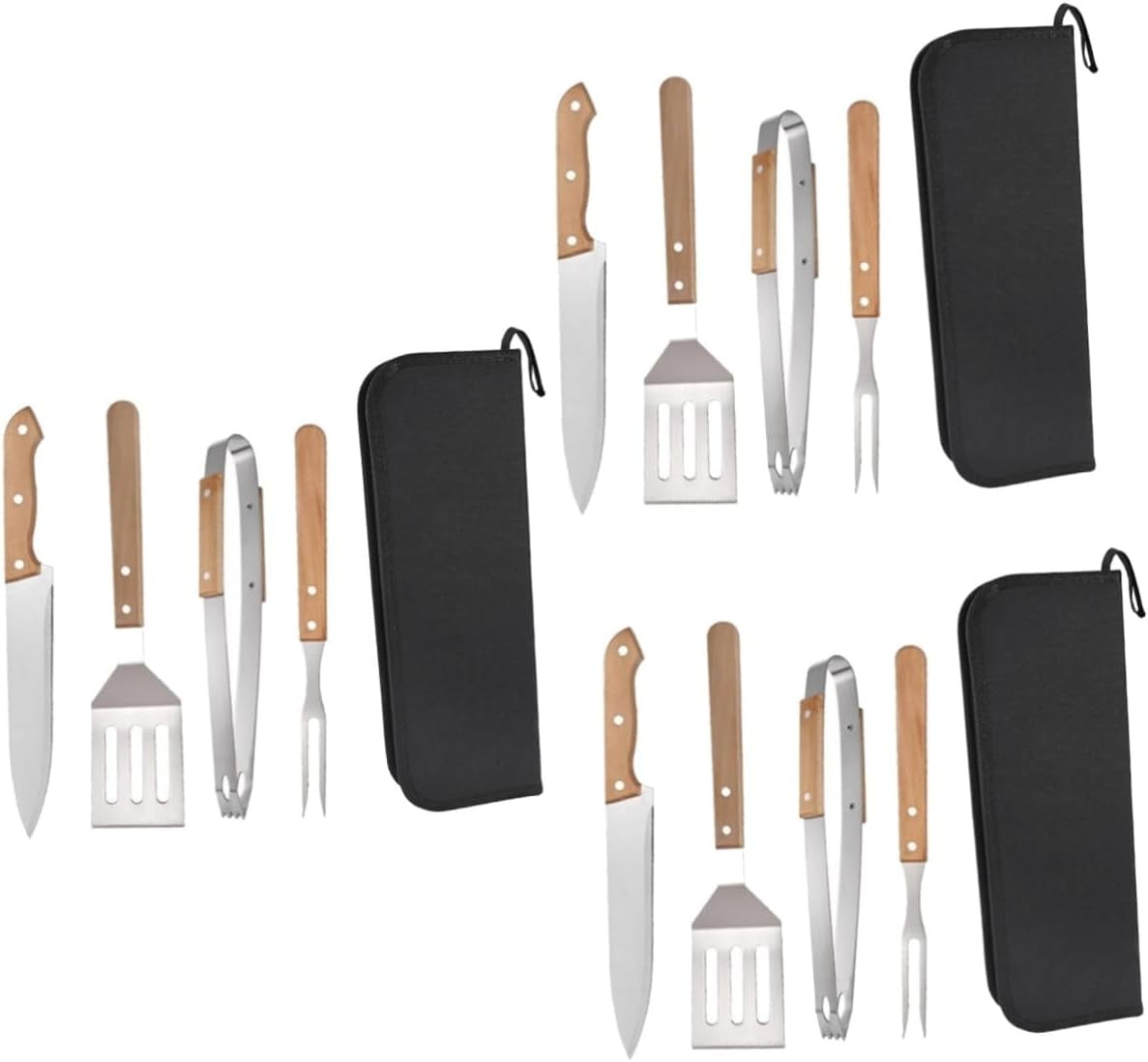 GZHJMY 2 Sets Complete BBQ Grill Tools Kit Includes Tongs Spatula ...