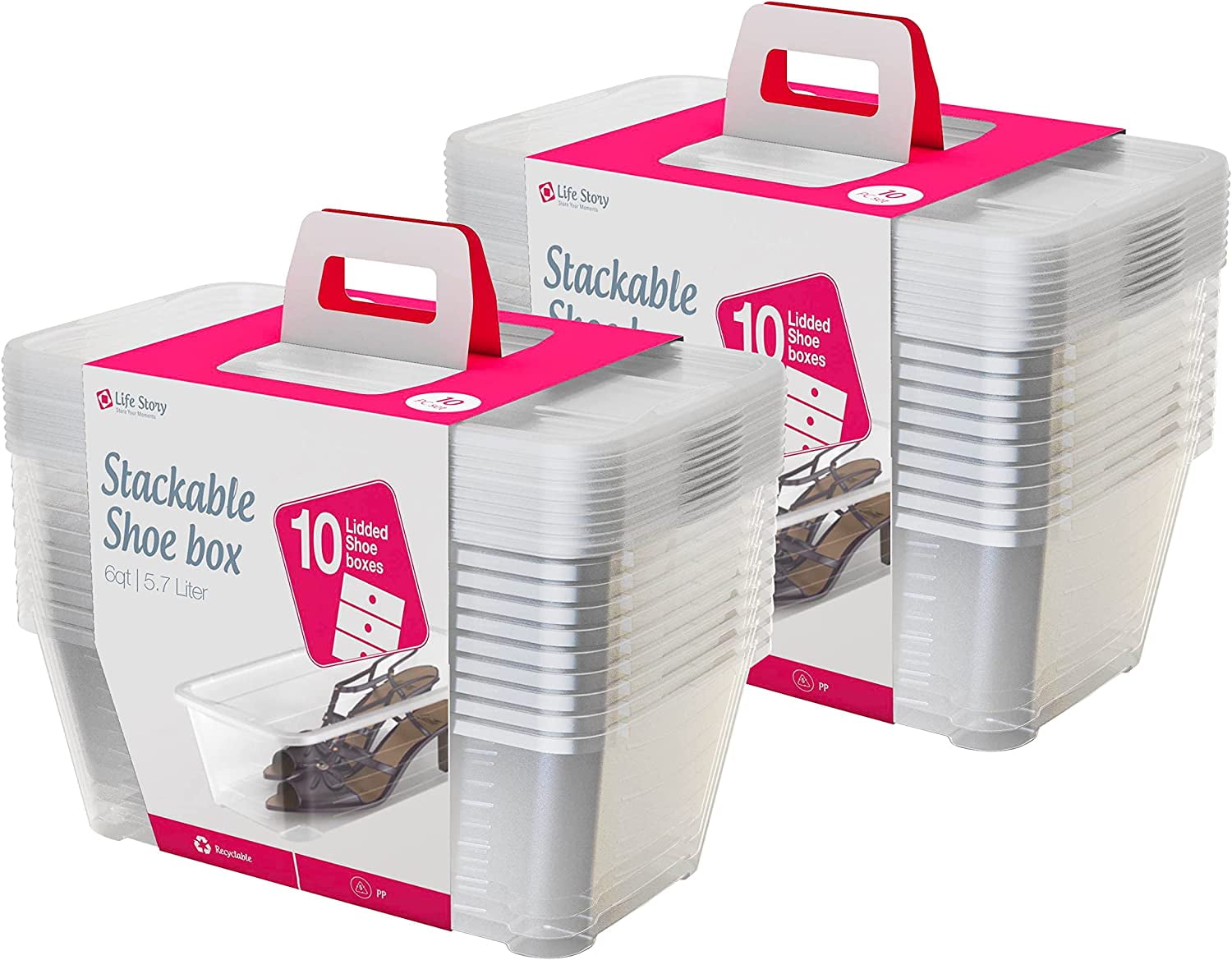 GZHJMY 20 Pack Plastic Storage Boxes, Stackable Organizer Tote ...