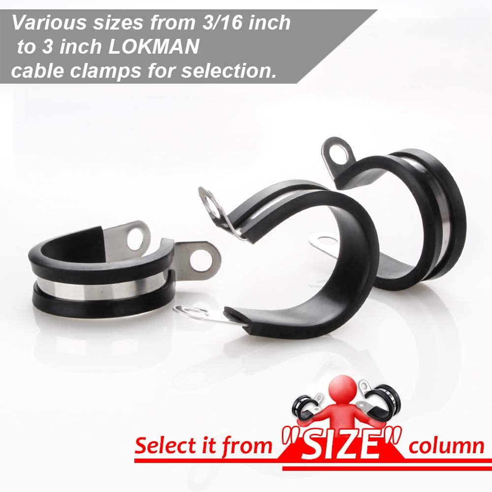 GZHJMY 20-Piece 3/8 Inch Stainless Steel Cable Clamps, Rubber-Lined ...